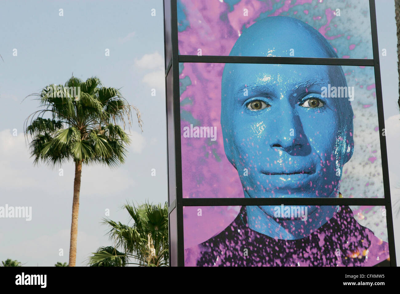 A Blue Man Group poster is displayed at Universal Orlando Resort in ...