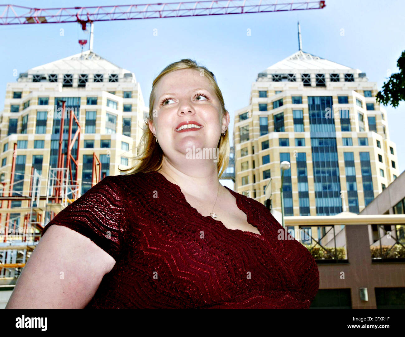 Rebecca Wiegand looks away from downtown Oakland in Oakland, Calif., on ...