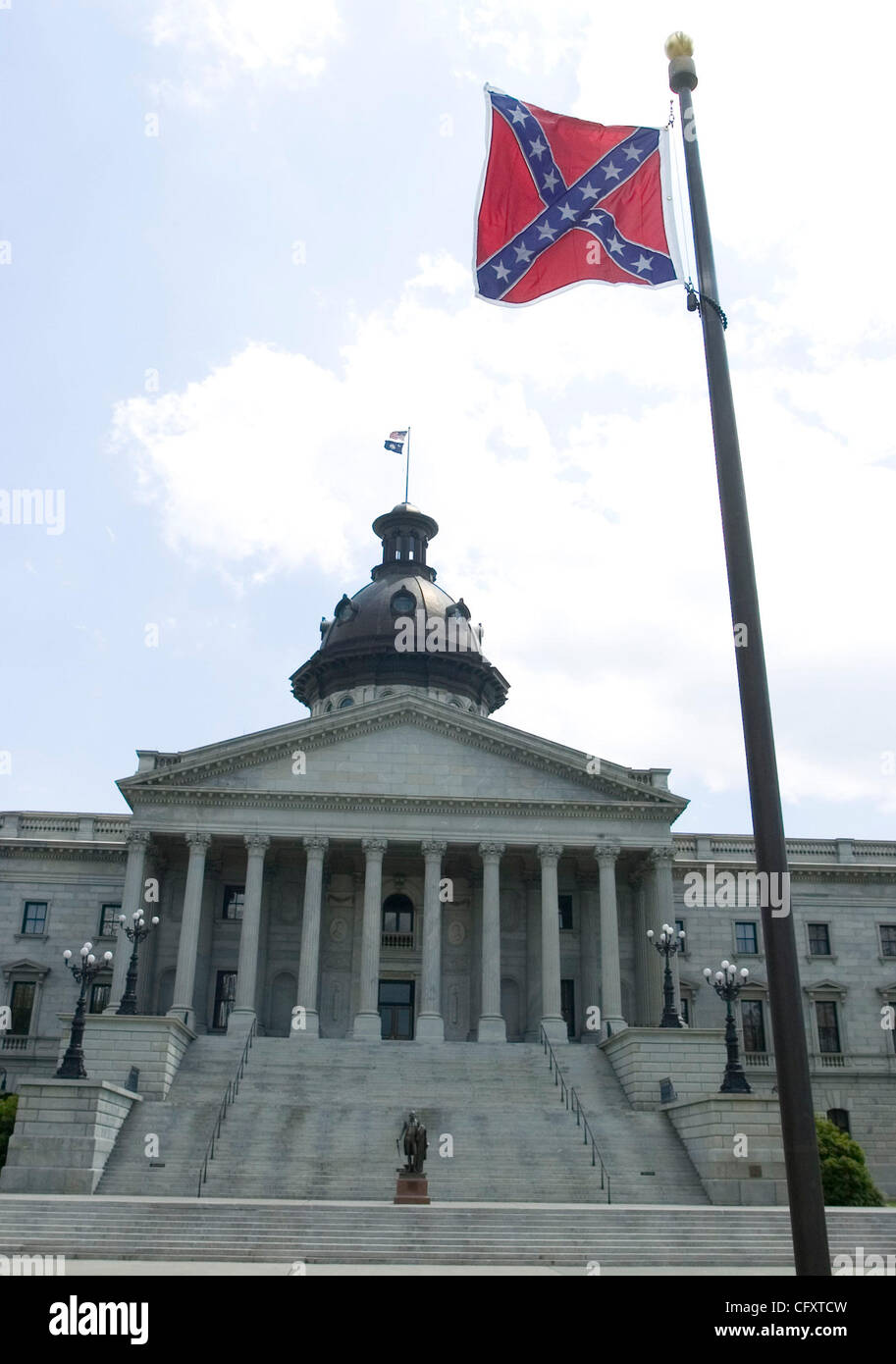 COLUMBIA, SC - APRIL 27: The Confederate Battle flag flies in front of ...