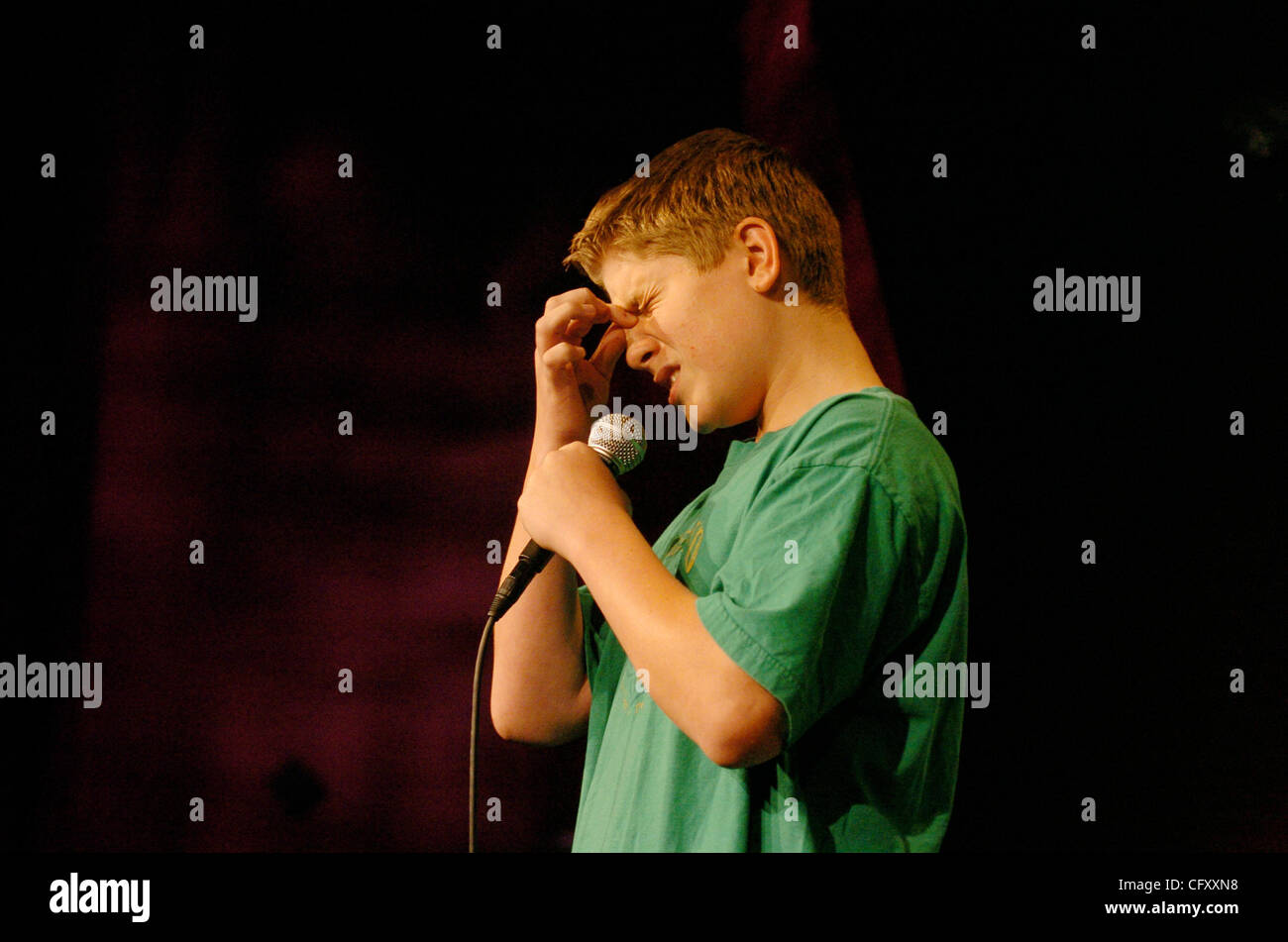 Comedian Cody Hart, 16, of Stanford, CT. performs as part of Kids 'N ...