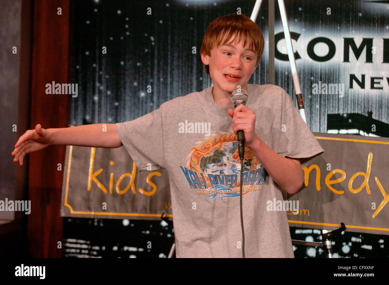 Comedian Ryan Drum, 12, of Bergen County, NJ performs as part of Kids ...