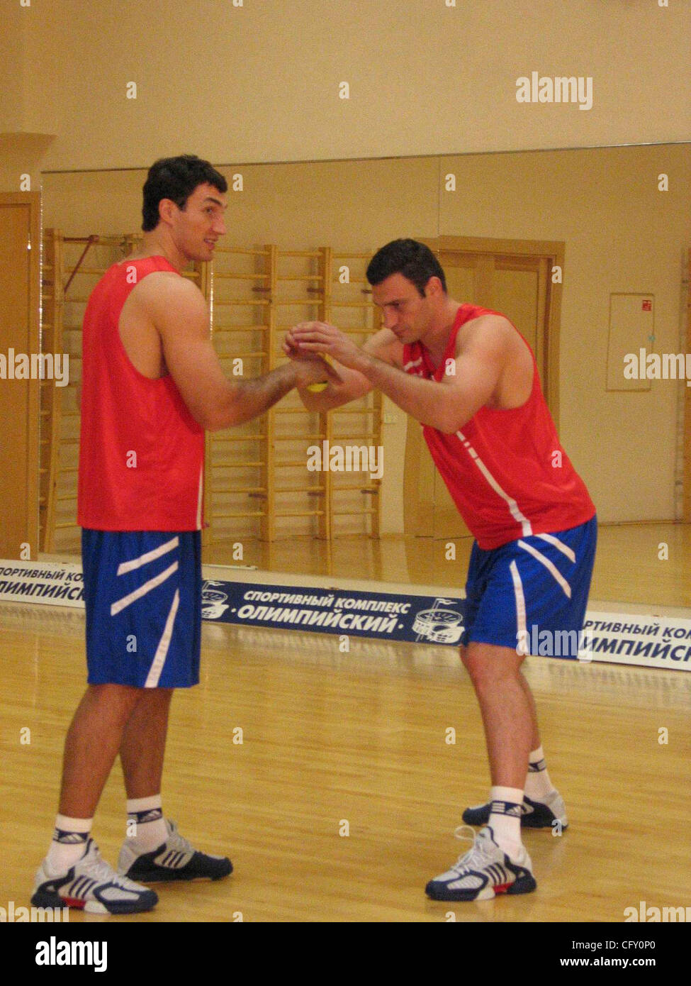 Boxers professionals brothers Vladimir Klichko (at the left) and Vitaly ...