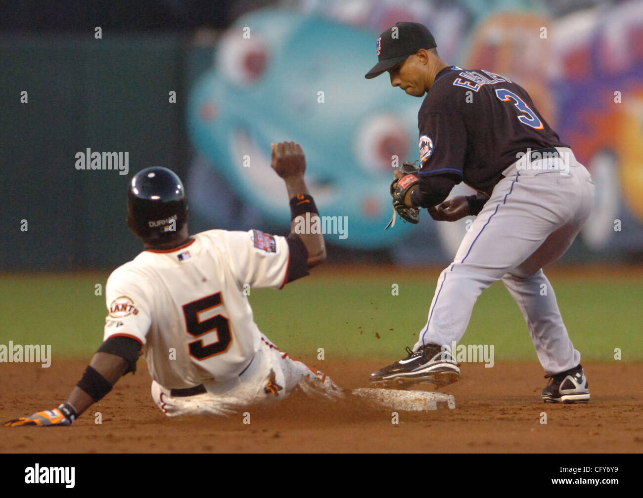 San Francisco Giants athlete Ray Durham slides but is forced out at 2nd ...