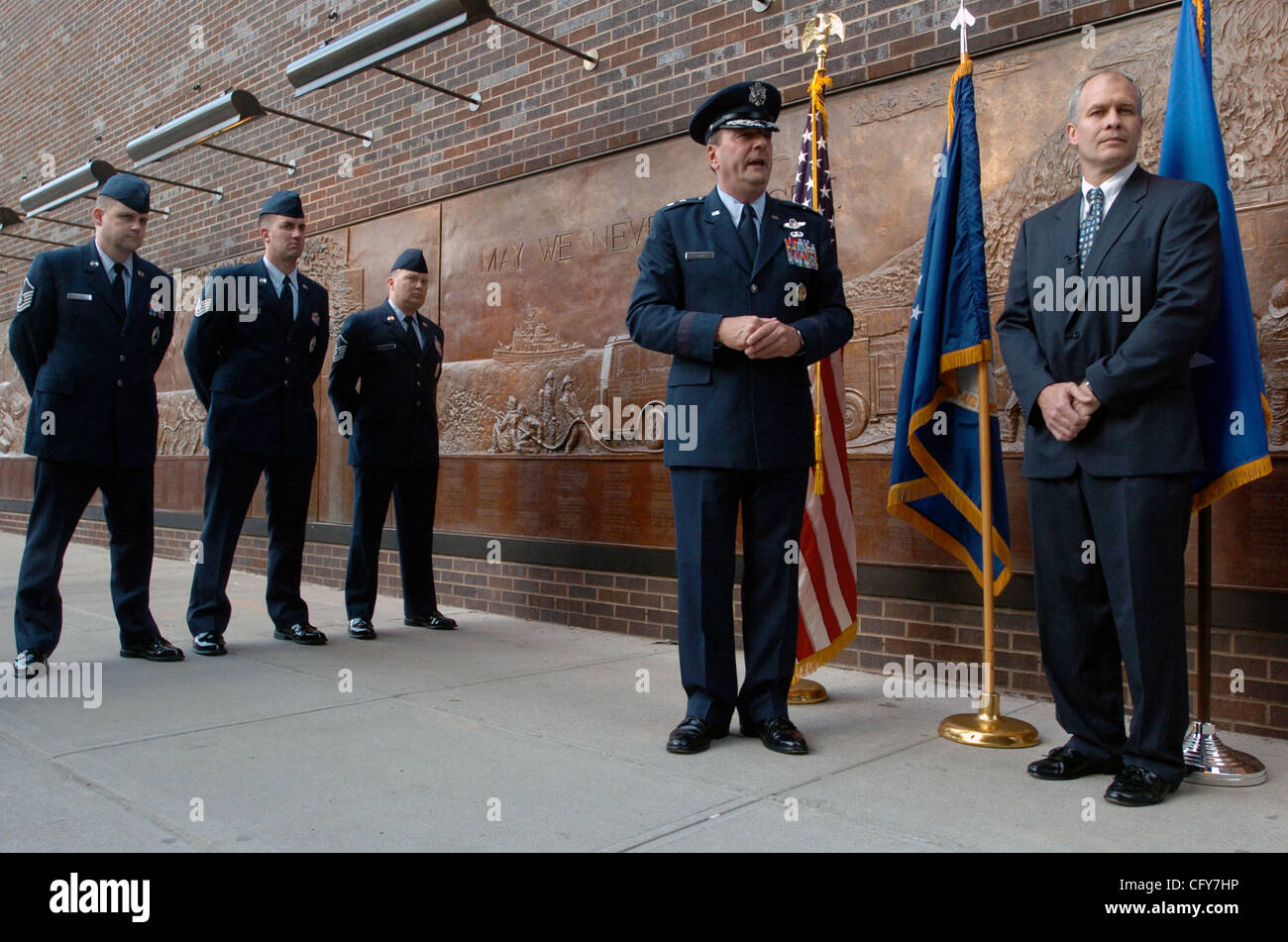 Members of the US Air Force 314 Recruitment Squadron out of NJ look on ...