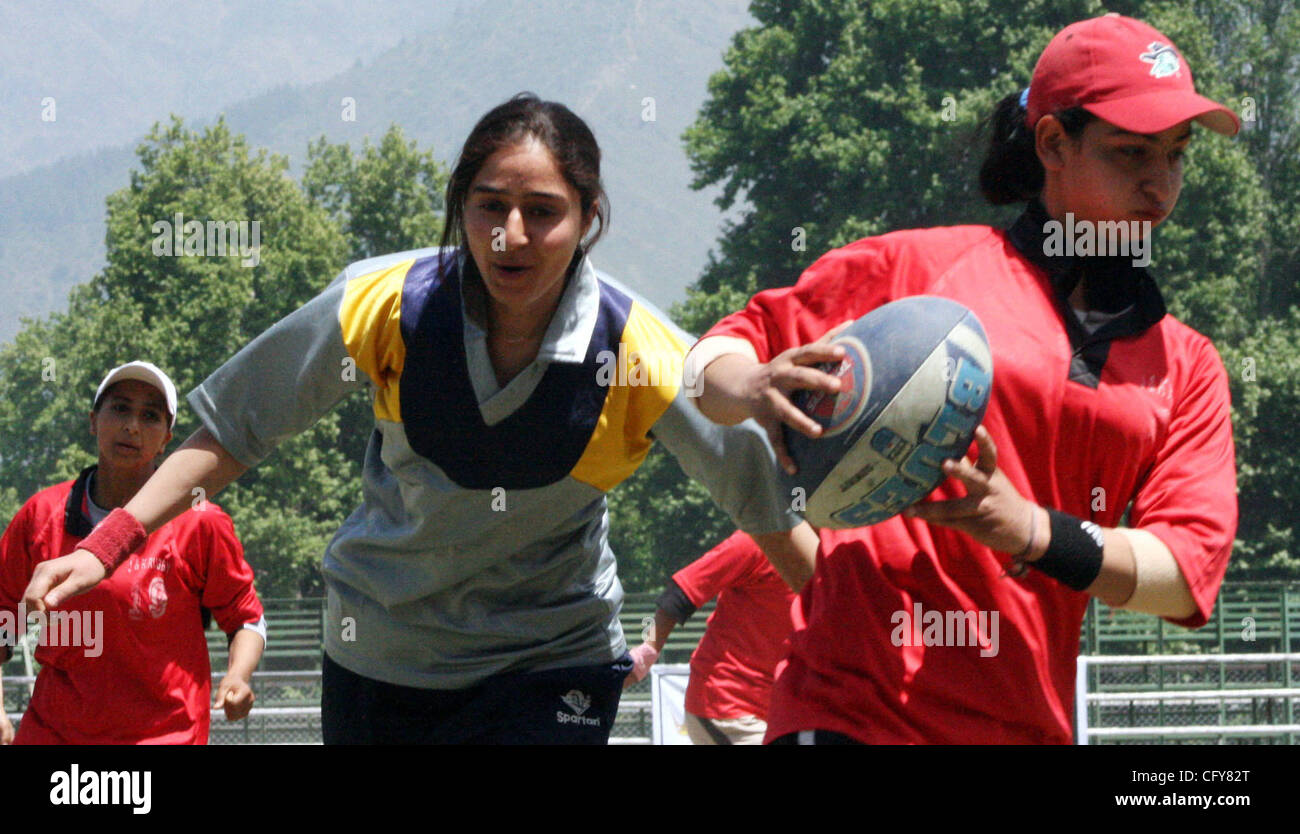 An kashmiri college girls playing rugby in summer captial of indian ...