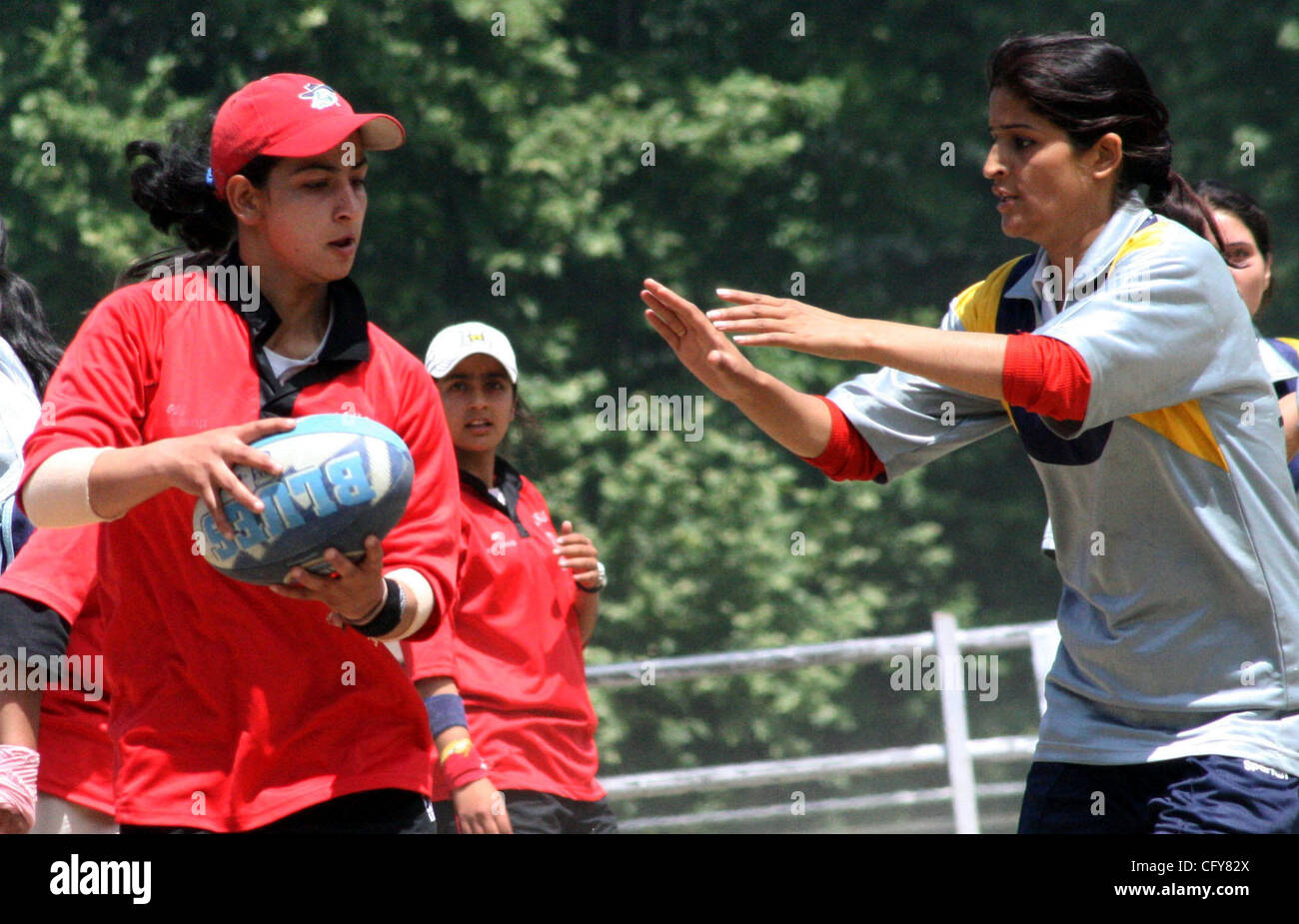 An kashmiri college girls playing rugby in summer captial of indian ...