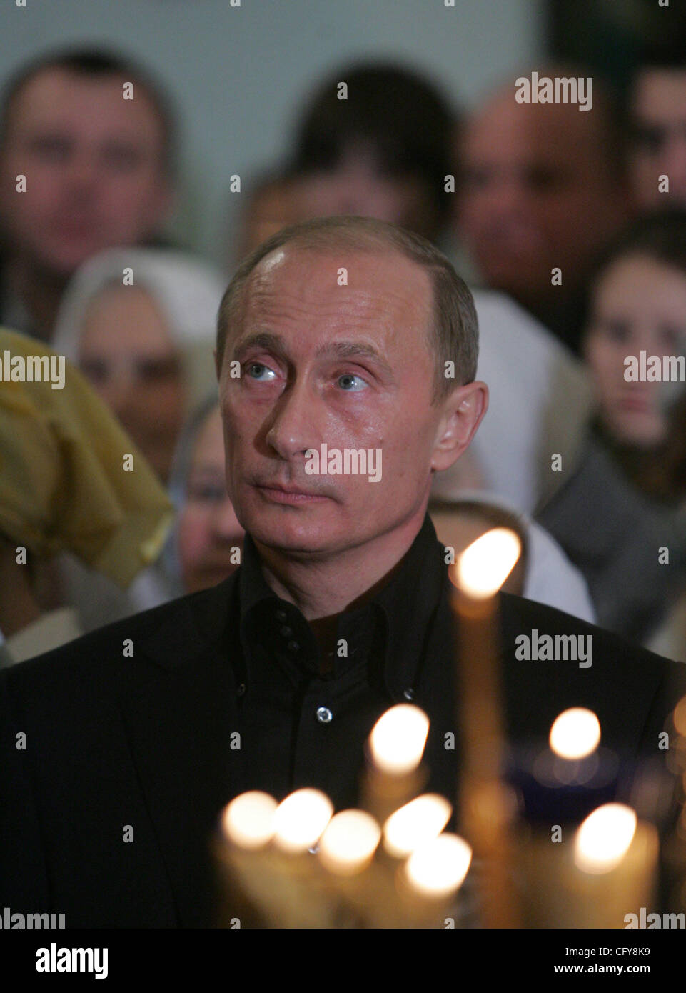 Russian president Vladimir Putin at the Orthodox Christmas church ...