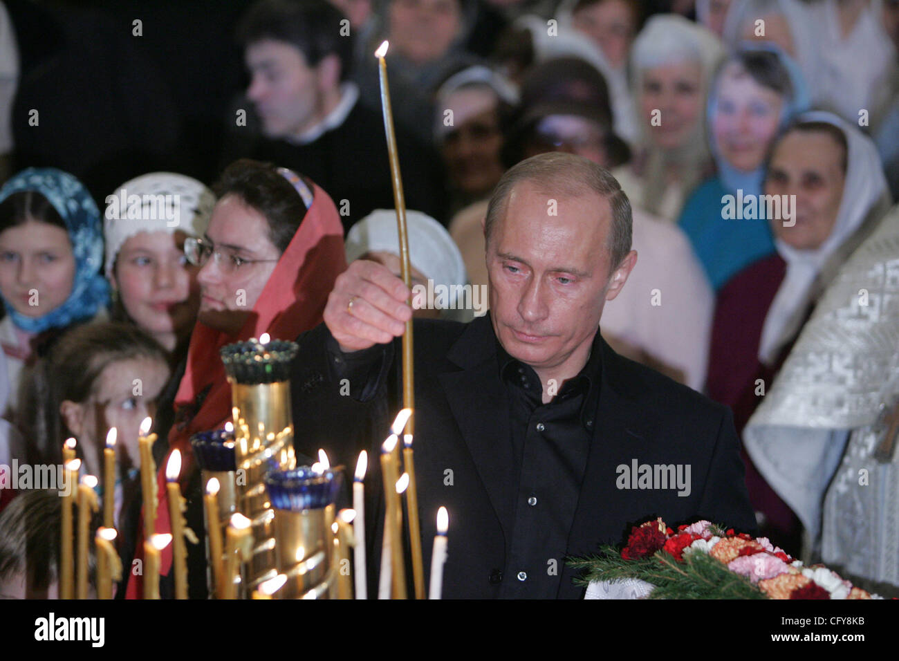 Russian president Vladimir Putin at the Orthodox Christmas church ...
