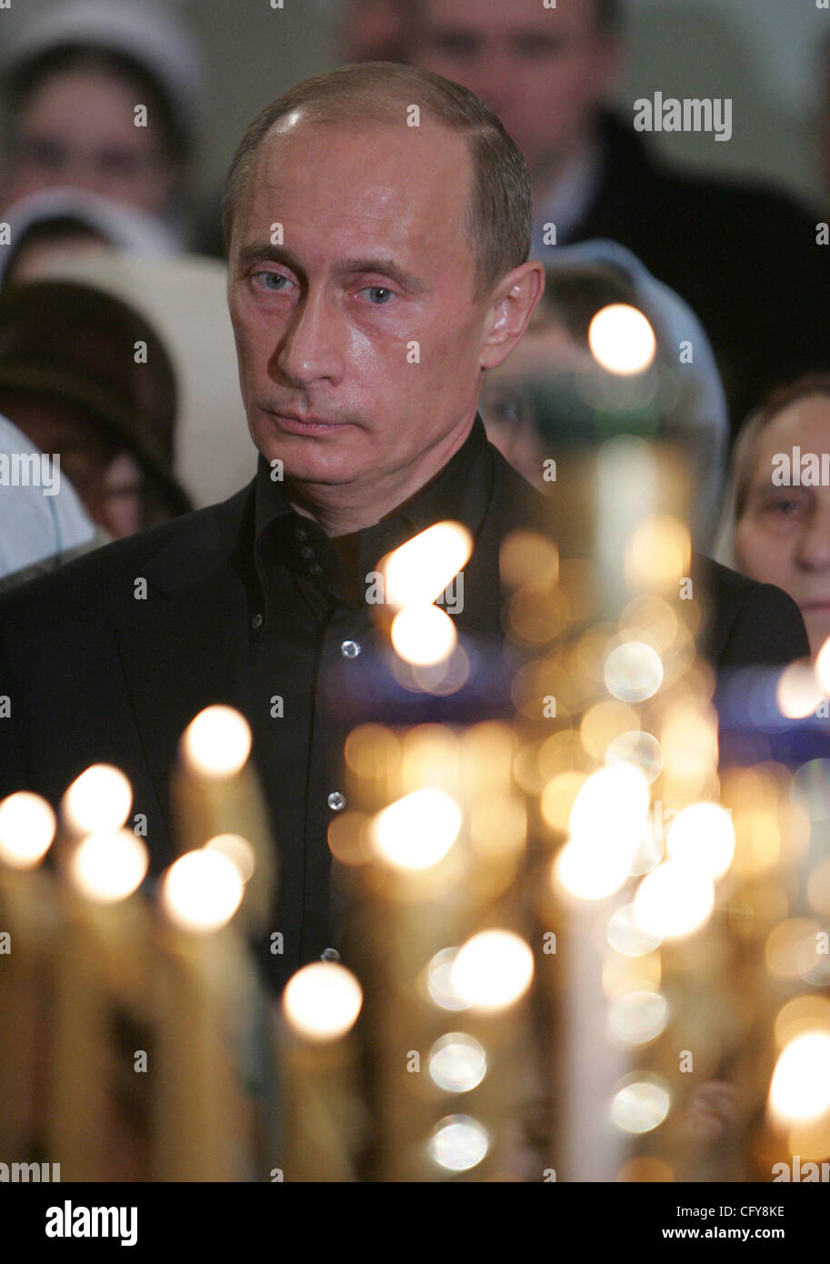Russian president Vladimir Putin at the Orthodox Christmas church ...