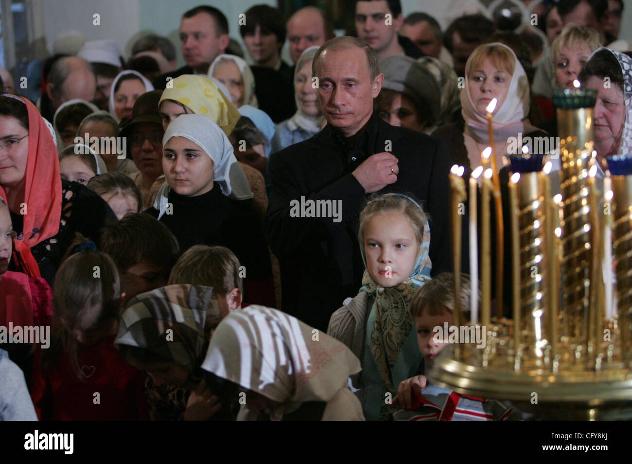 Russian president Vladimir Putin at the Orthodox Christmas church ...