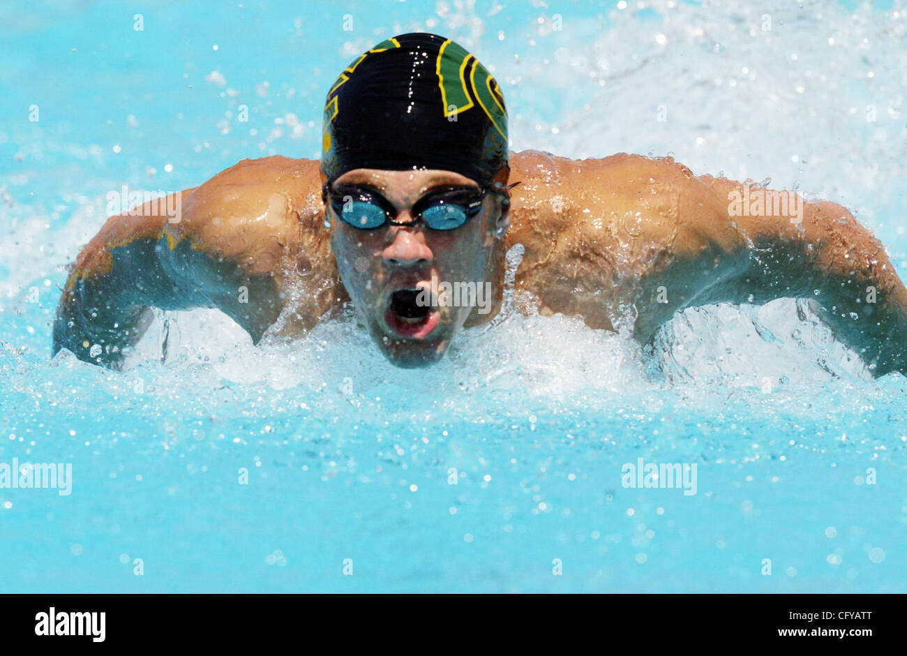 Castro Valley's Justin Cox swimming the butterfly leg of the Hayward ...