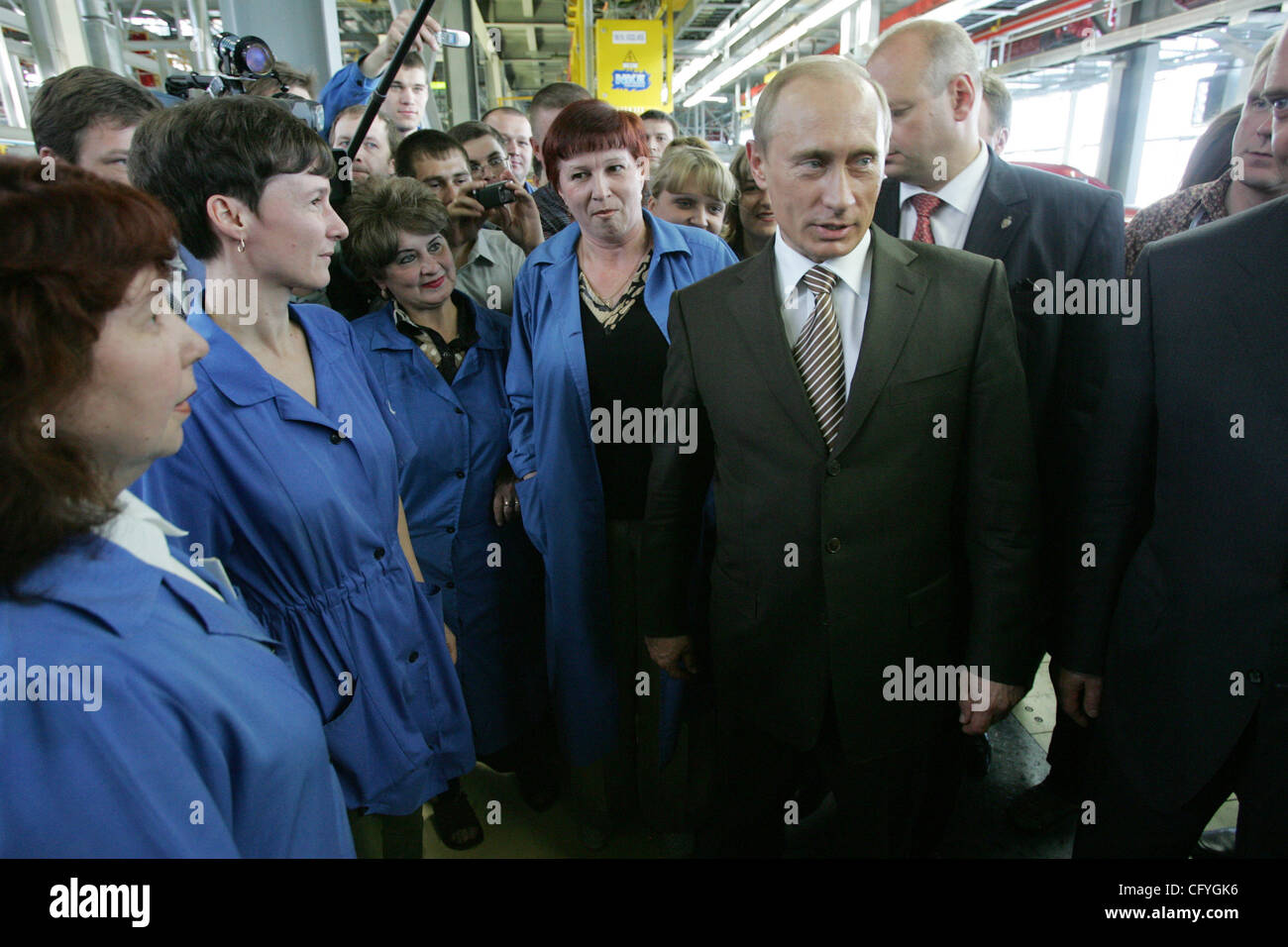 Vladimir Putin visiting russian car maker Avtovaz plant in Tolyatti ...