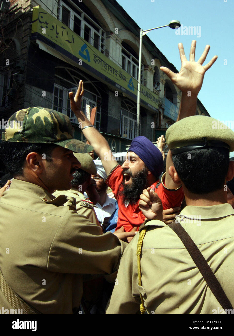 Indian police with sticks hi-res stock photography and images - Alamy