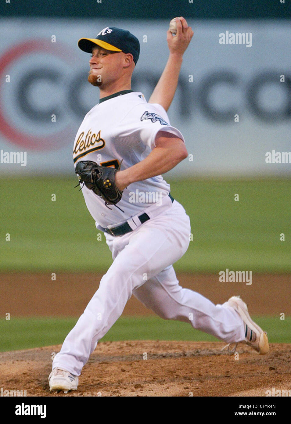 A's starting pitcher Chad Gaudin throws against the Texas Rangers on ...