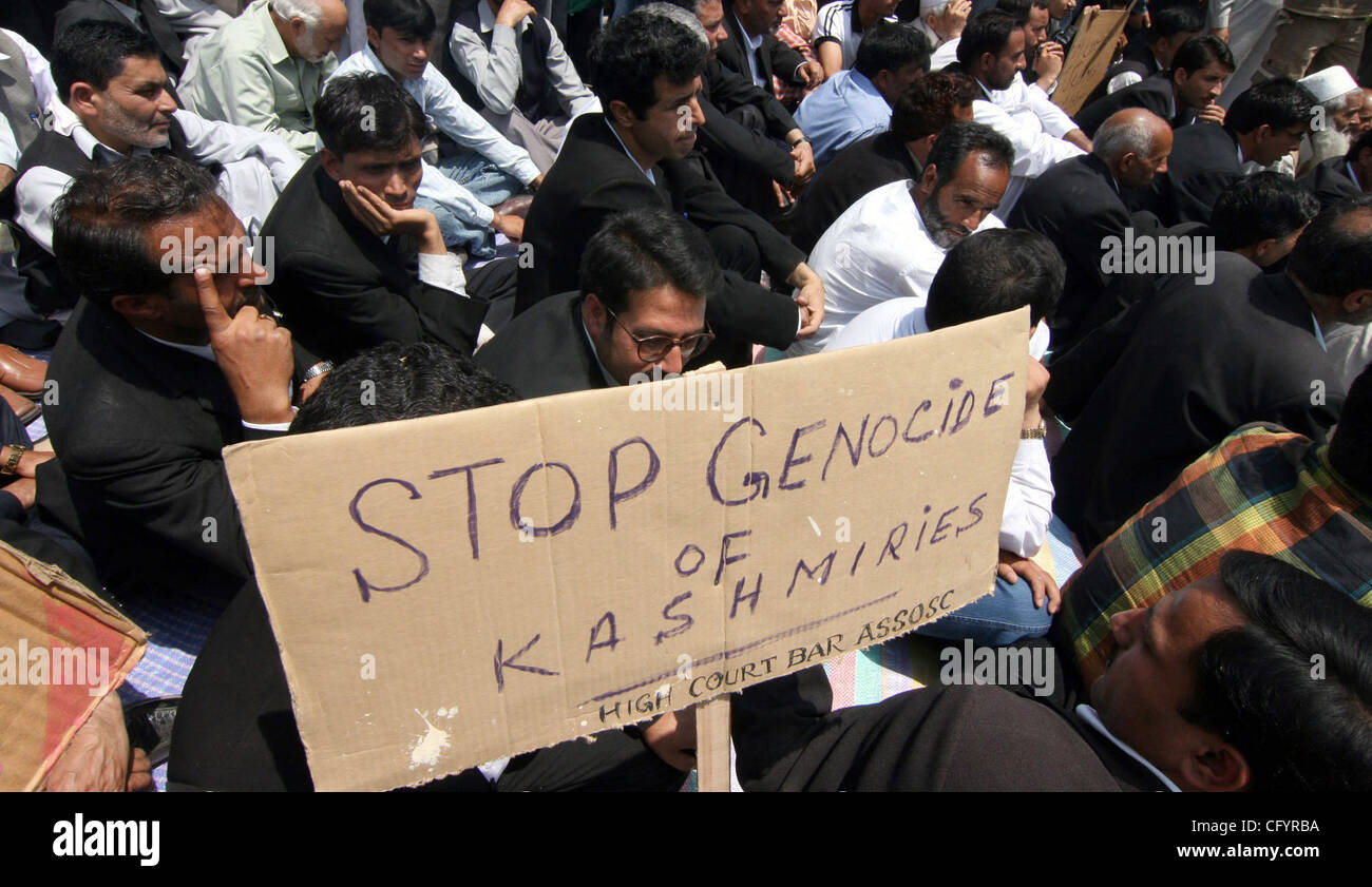 A member's of Kashmir Bar Association holding a ply card while ...