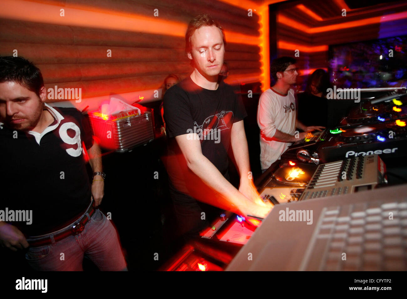 DJ Michael Mayer on left and DJ Gui Boratto on right spinning house ...