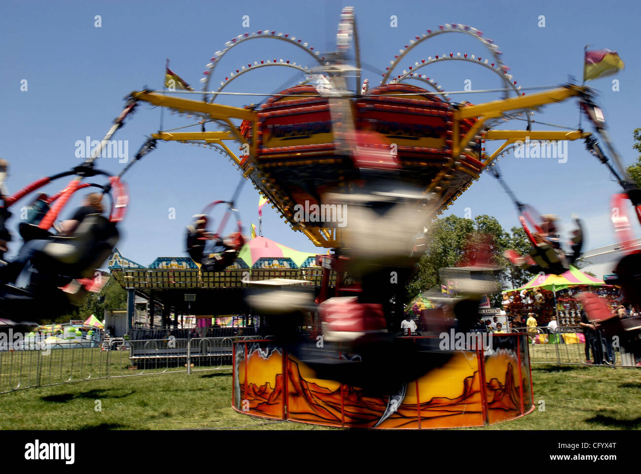 The Tornado is one of the many rides at the County Fair in Antioch ...