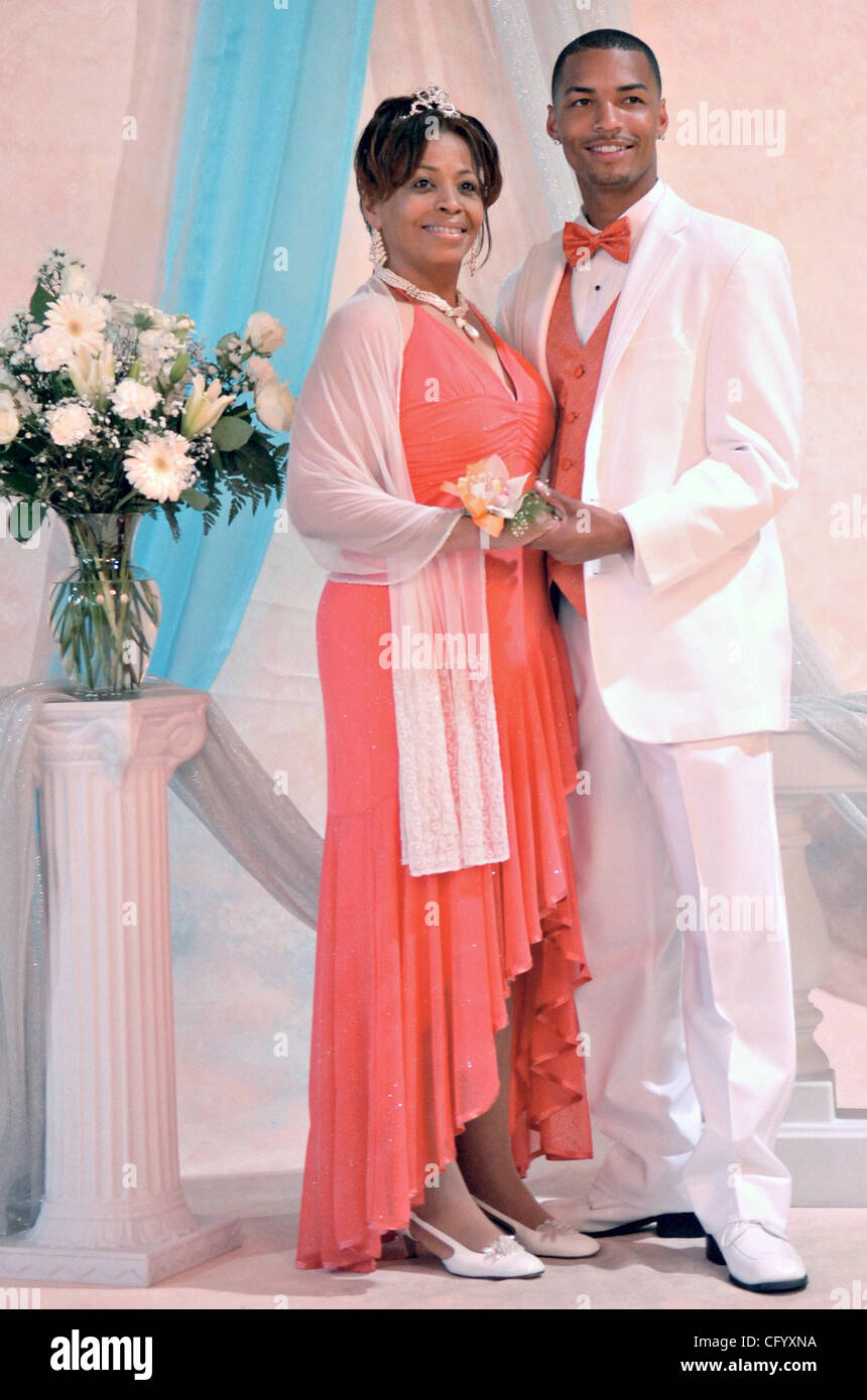 Gabriel Johnson and his grandmother, Mattie Scott, pose for their prom ...