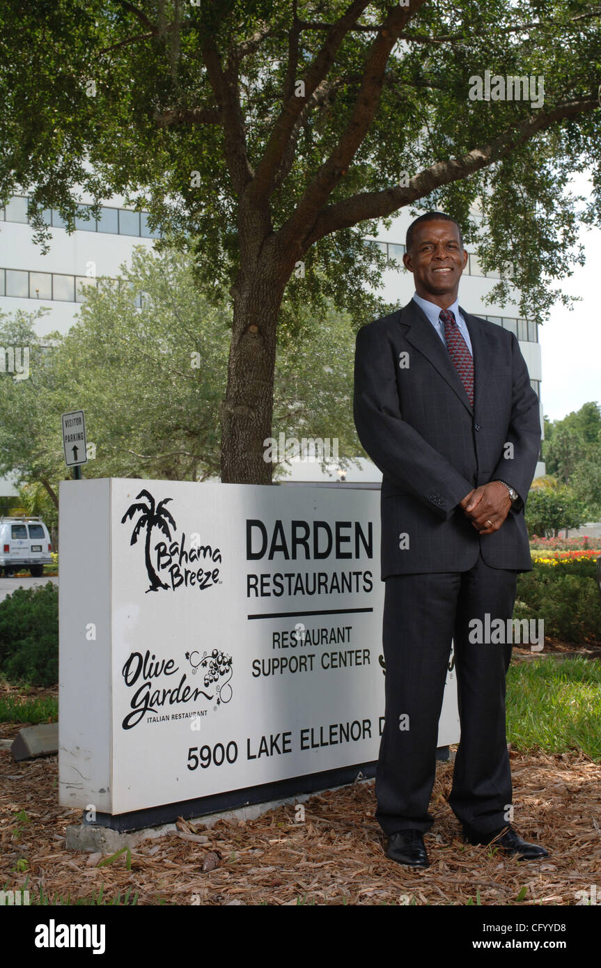 Darden Restaurants CEO Clarence Otis stands outside the company's ...