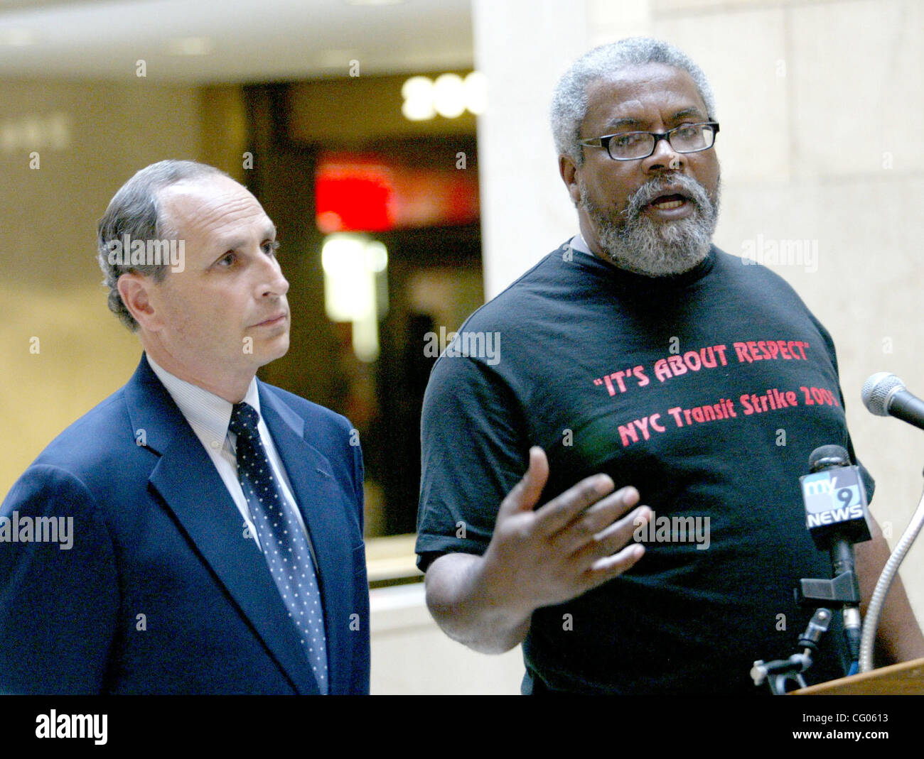 Elliot (Lee) Sander, MTA CEO and IBT Local 808 Secretary Chris Silvera ...