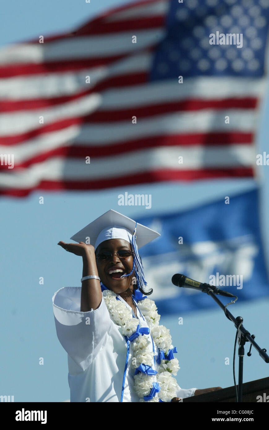 Encinal High School Senior Class President, Karina Harris, gives the ...