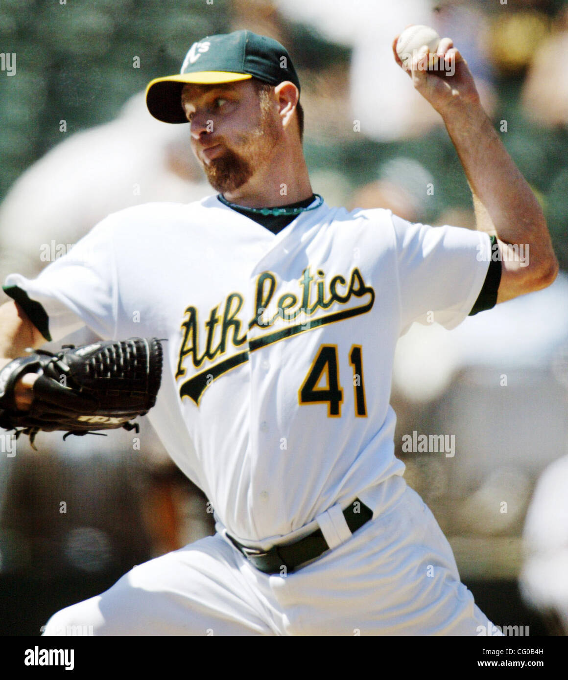 A's Alan Embree pitches as the Oakland A's take on the Cincinnati Reds ...