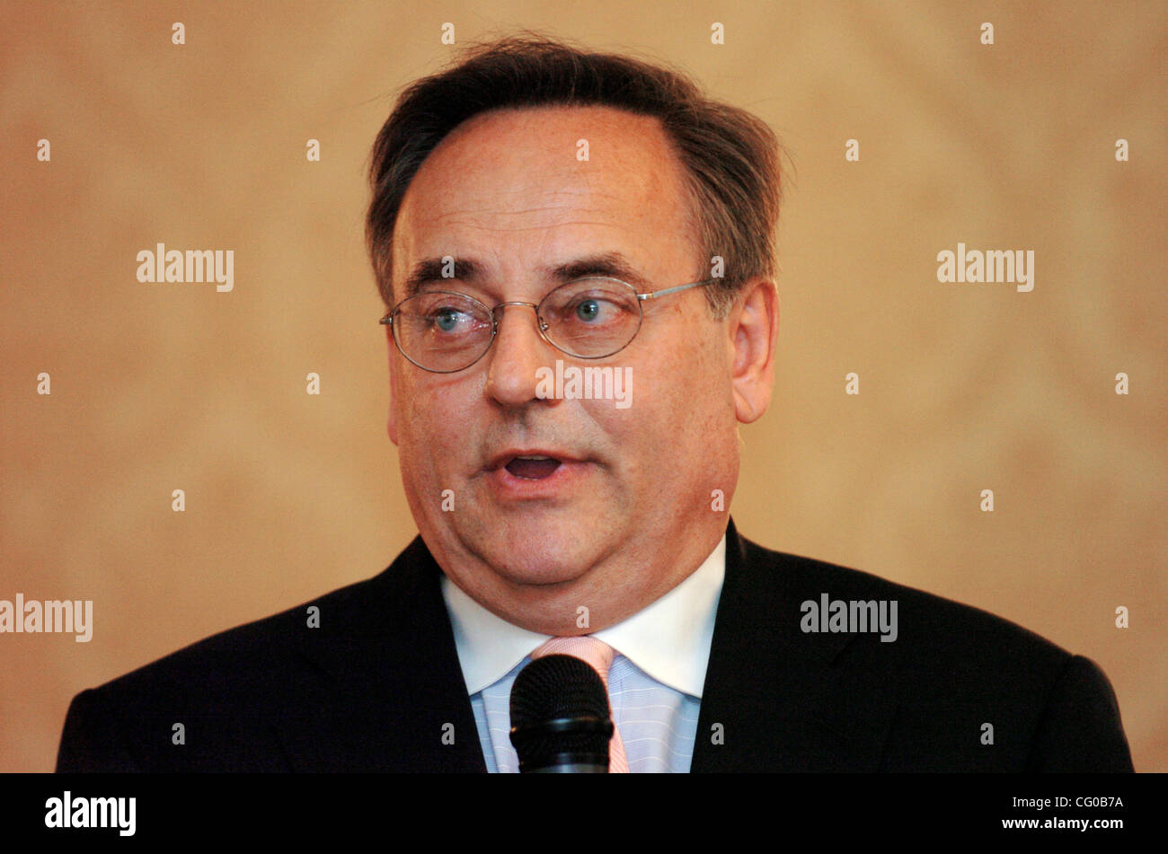 David Michonski, CEO, Coldwell Banker, speaks as Esther Muller, co ...