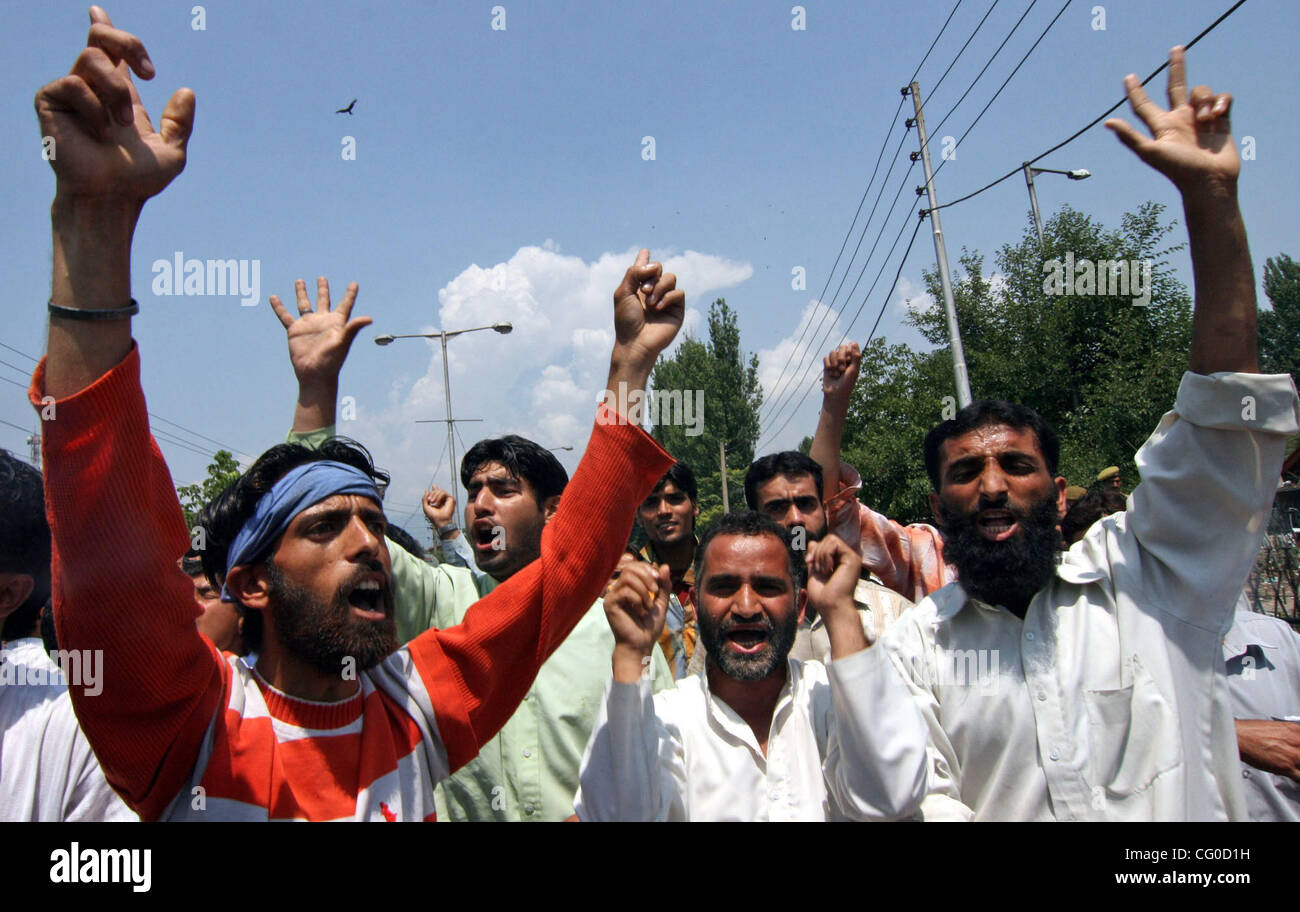 Kashmiri Muslims shout anti-British slogans during a protest in central ...