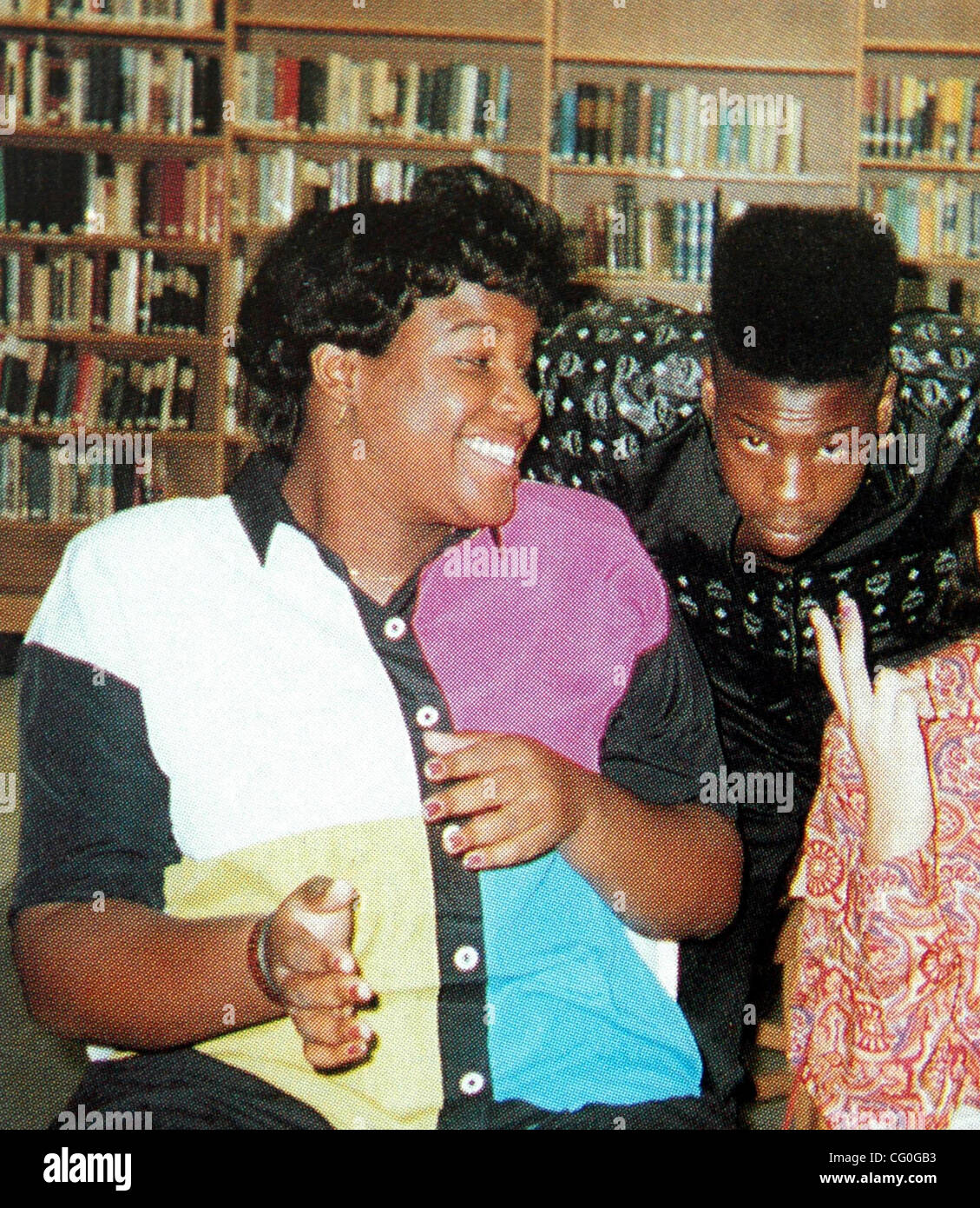 a class photo appears to show myisha ferrell (left) with bobby cutts ...