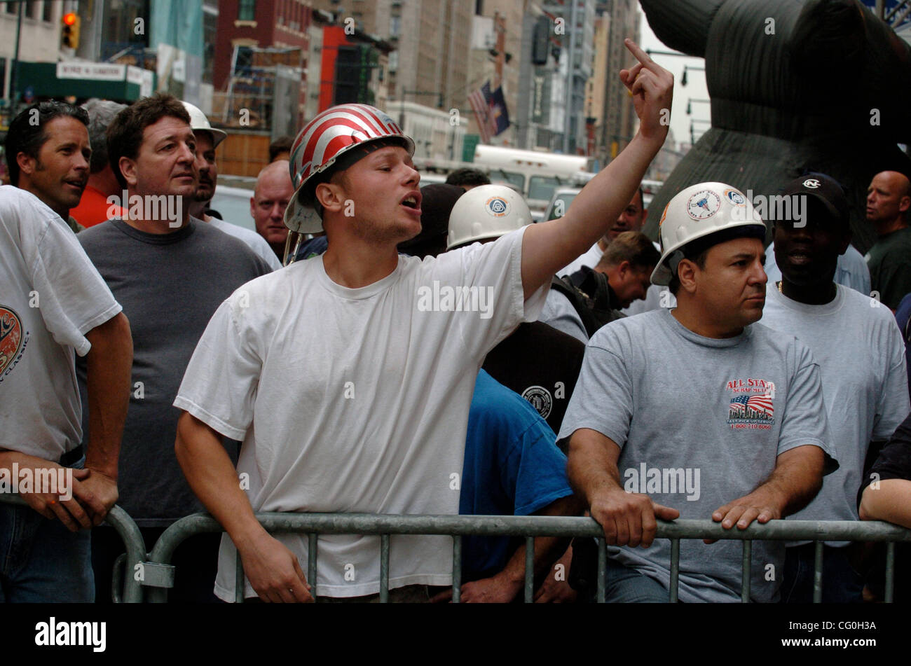 Nick Serra, of Queens, a member of Local 45, gives the finger to scabs ...
