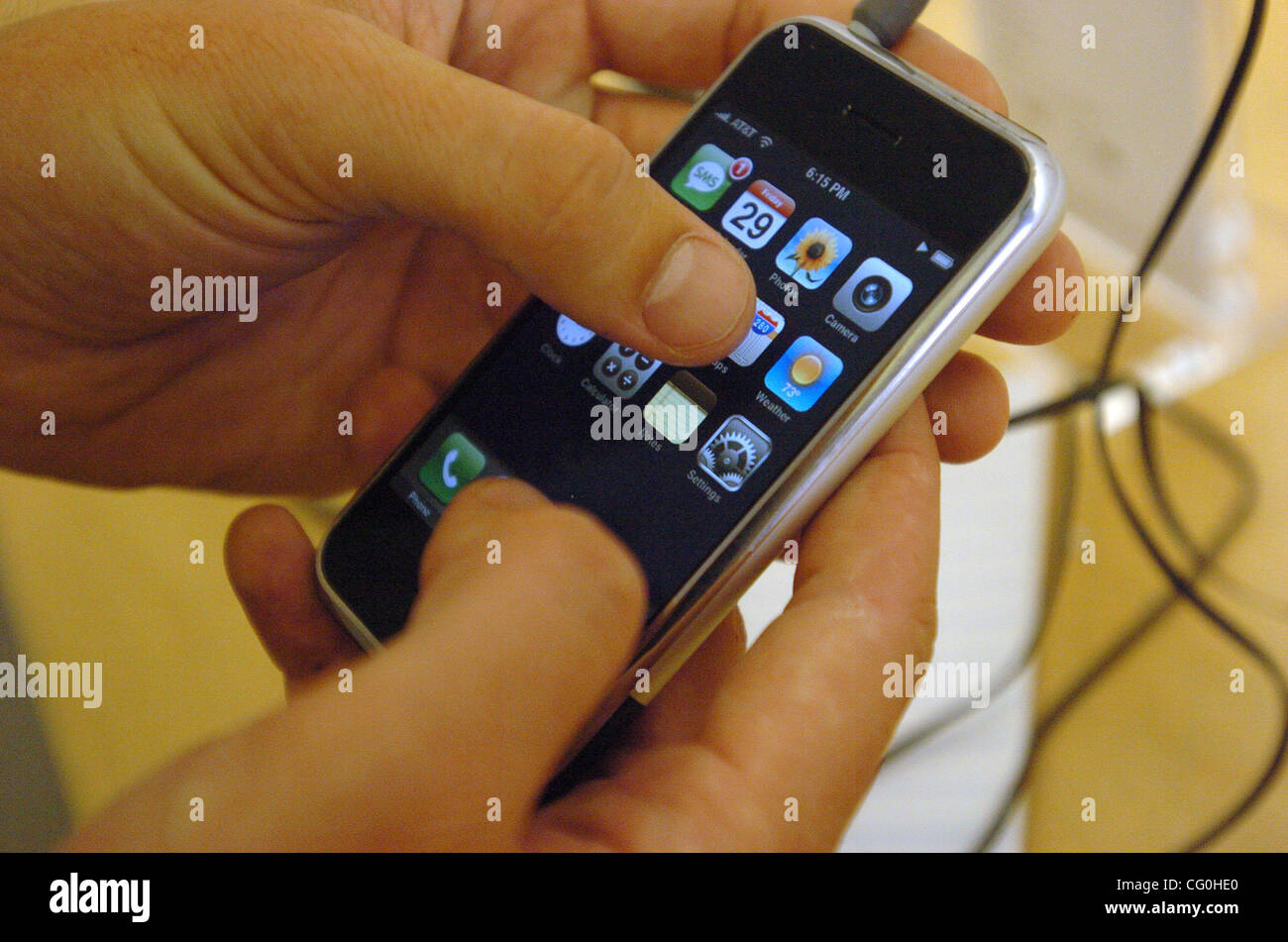 A close up of an iPhone is photographed at the Apple store in Walnut ...
