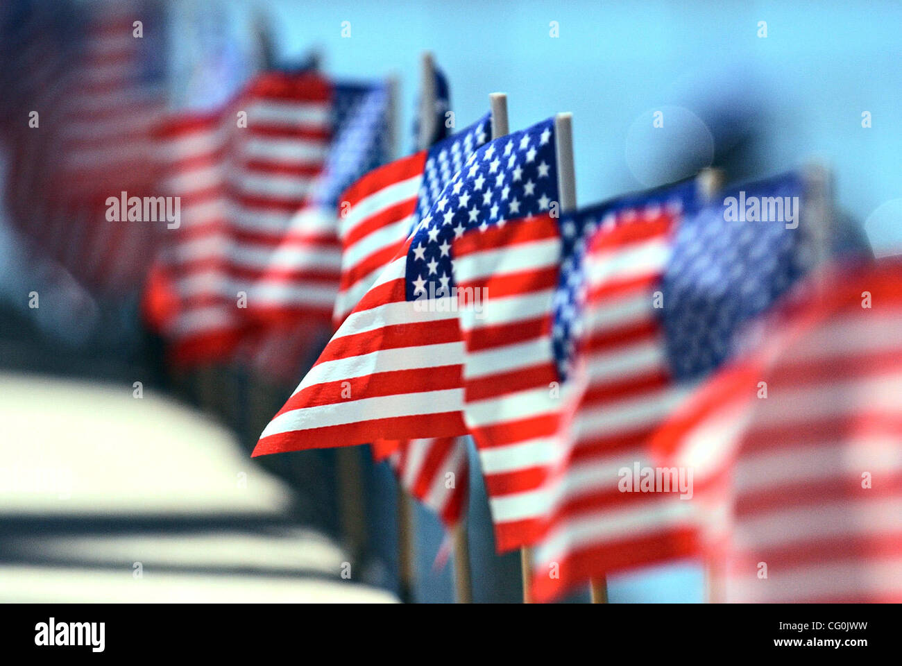 July 4th, 2007 - Foster City, CA, USA - American flags decorate an ...