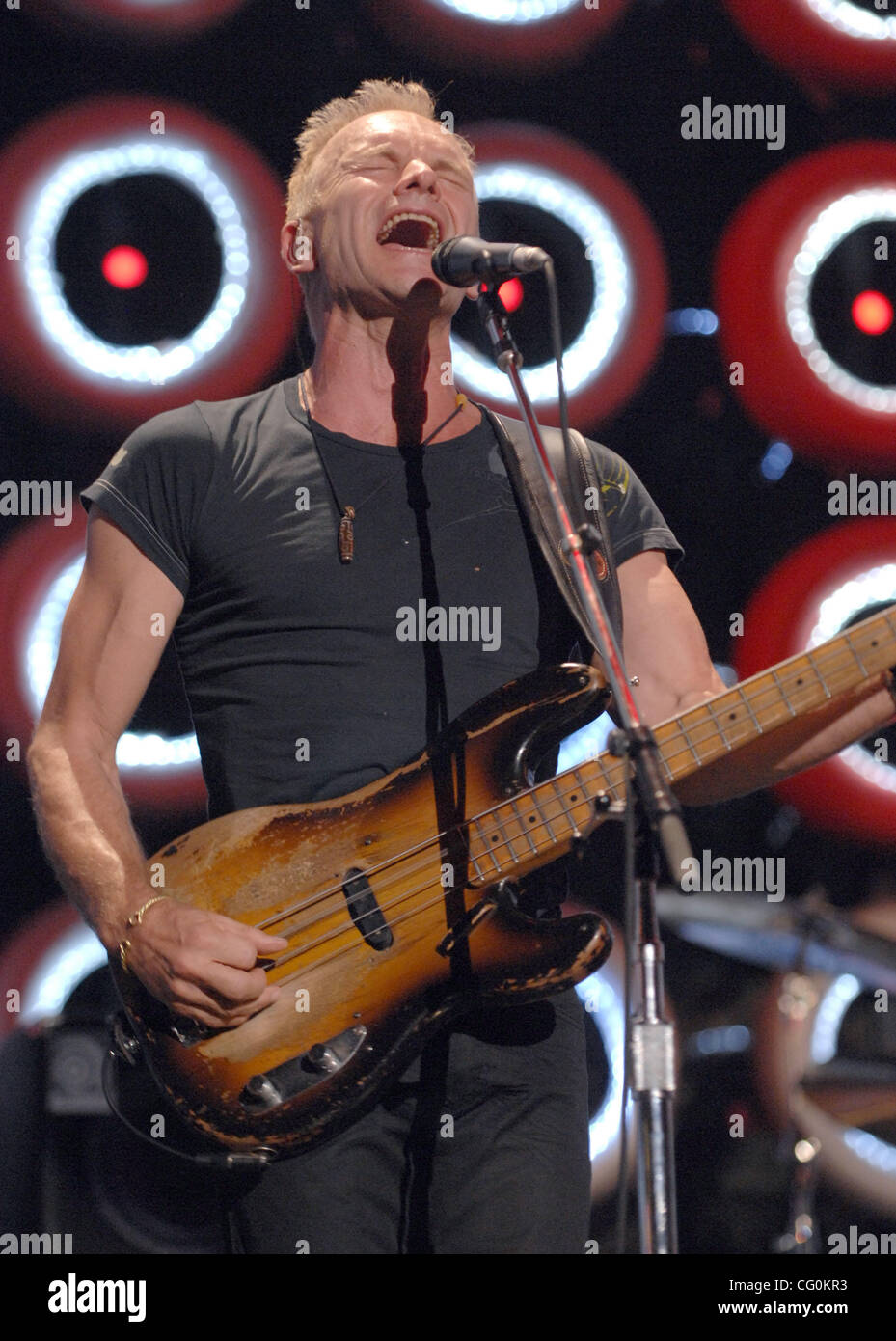 Jul. 7, 2007 East Rutherford, NJ; USA, Bass Guitarist STING performs ...