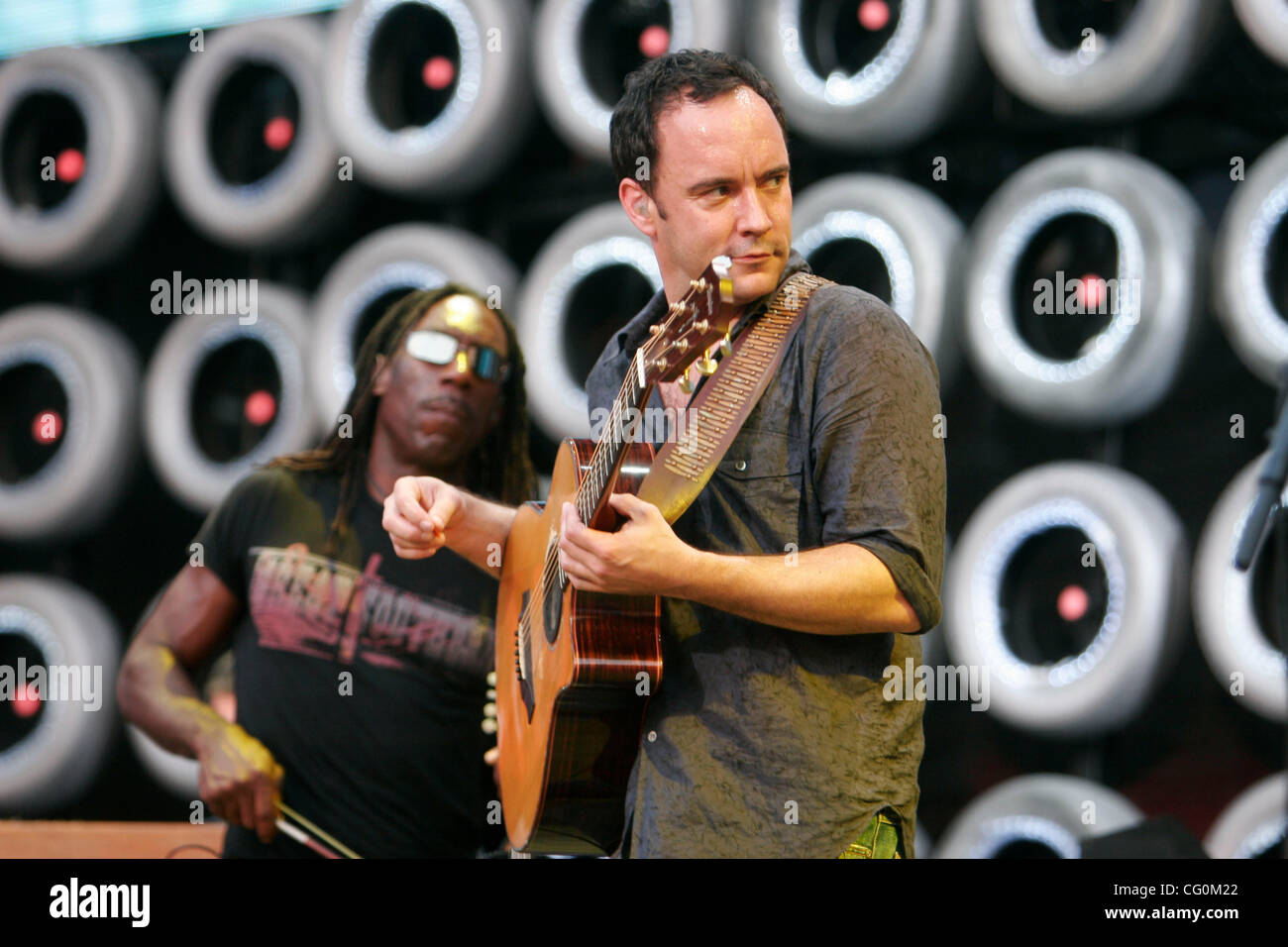 Dave Matthews and his band performing at Giant's Stadium during Live ...