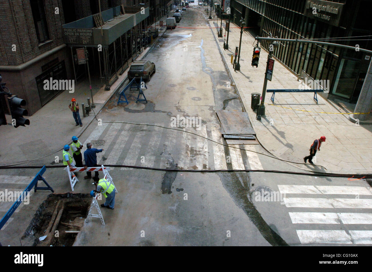 The view along E. 41st St. following yesterday's steam pipe explosion ...