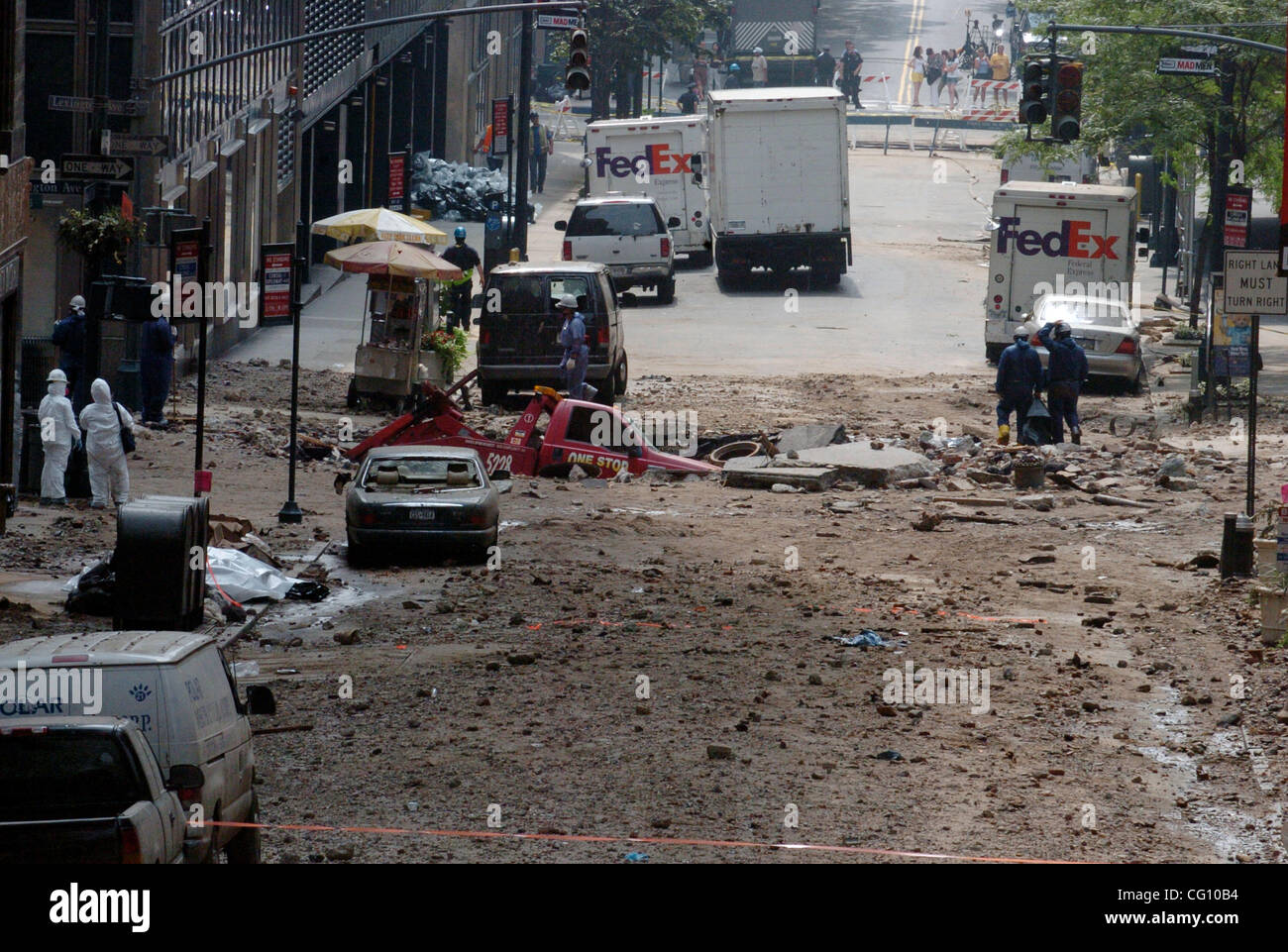 A view along E. 41st following yesterday's steam pipe explosion that ...