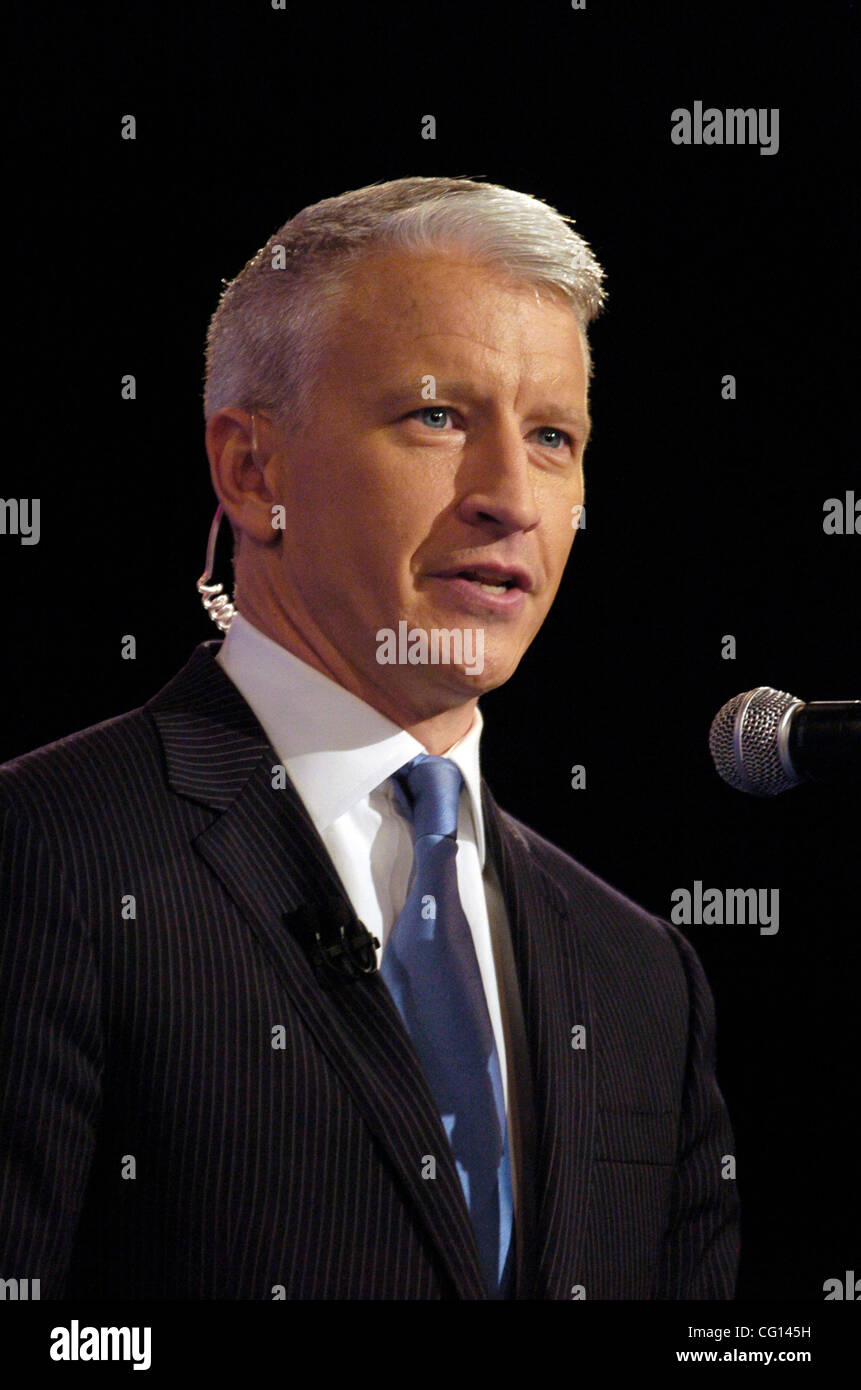 Anderson Cooper, CNN host and moderator, speaks before the start of the ...