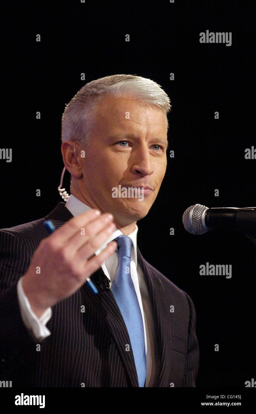 Anderson Cooper, CNN host and moderator, speaks before the start of the ...