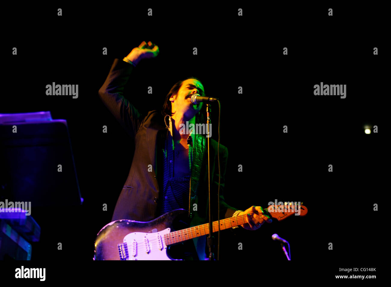 Nick Cave of Grinderman performing at Madison Square garden on July ...