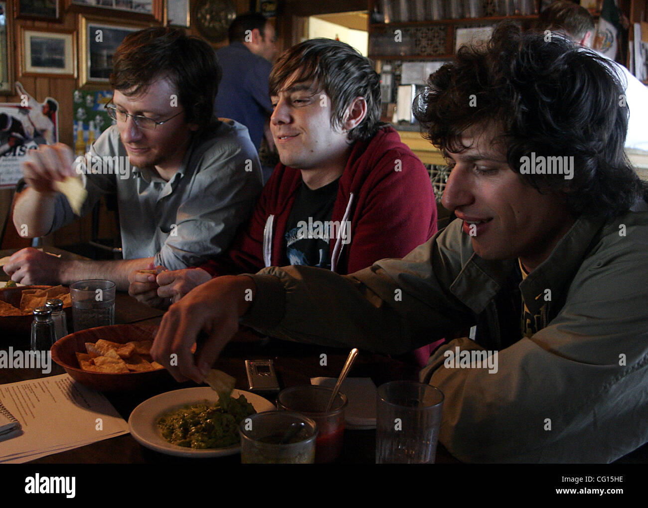 From left Akiva Schaffer, Jorma Taccone and Andy Samberg hang out at ...