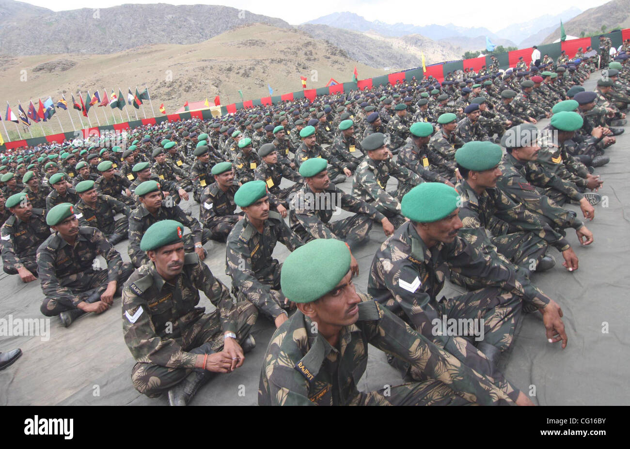 Indian army soldiers sit in lines during 'Vijay Diwas' or victory day ...