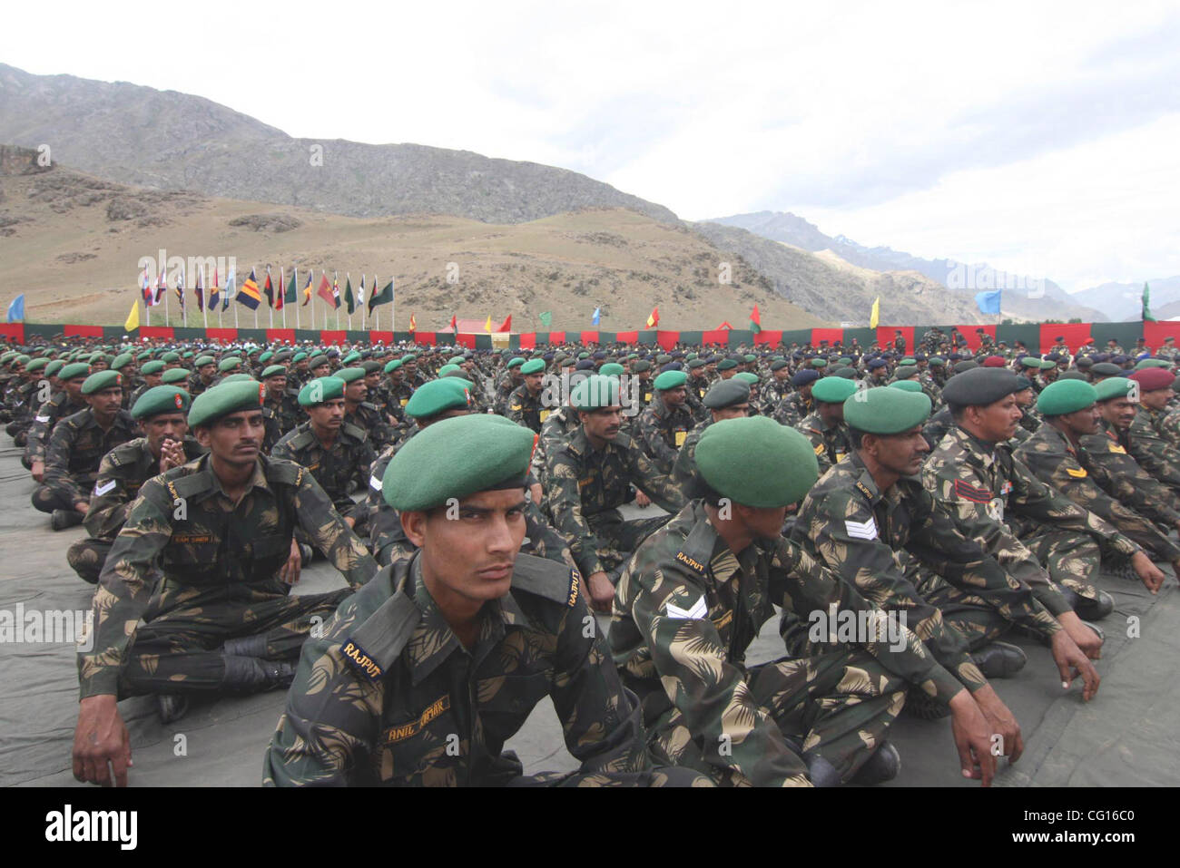 Indian army soldiers sit in lines during 'Vijay Diwas' or victory day ...