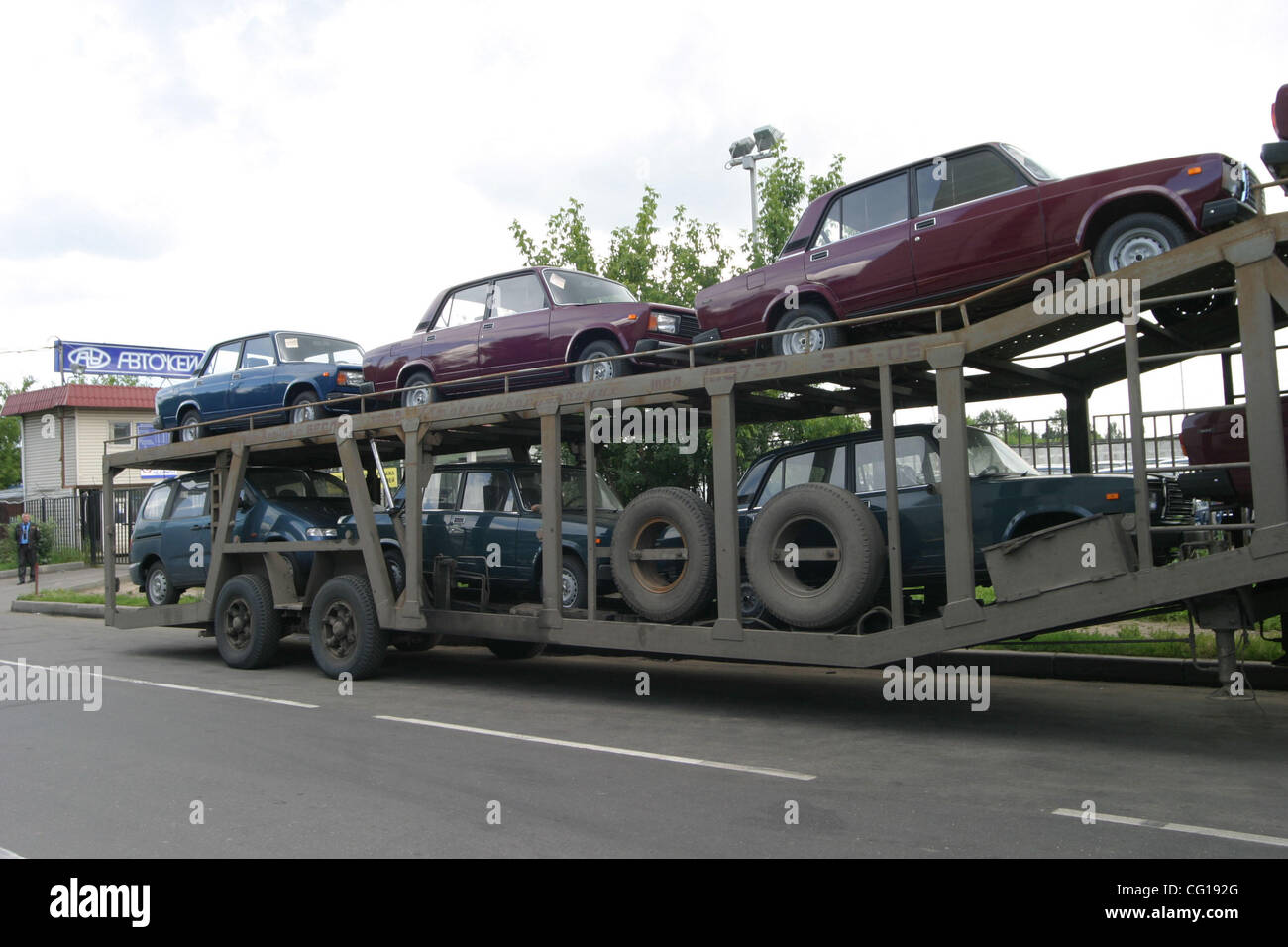 Transportation of Lada cars made by Avtovaz car maker Stock Photo - Alamy
