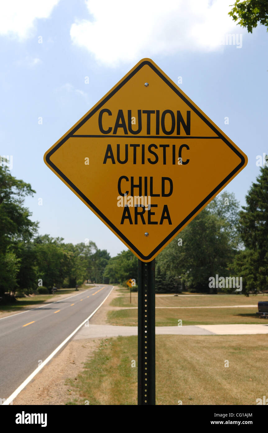 Warning sign for autistic child in rural area near Benton Harbor ...
