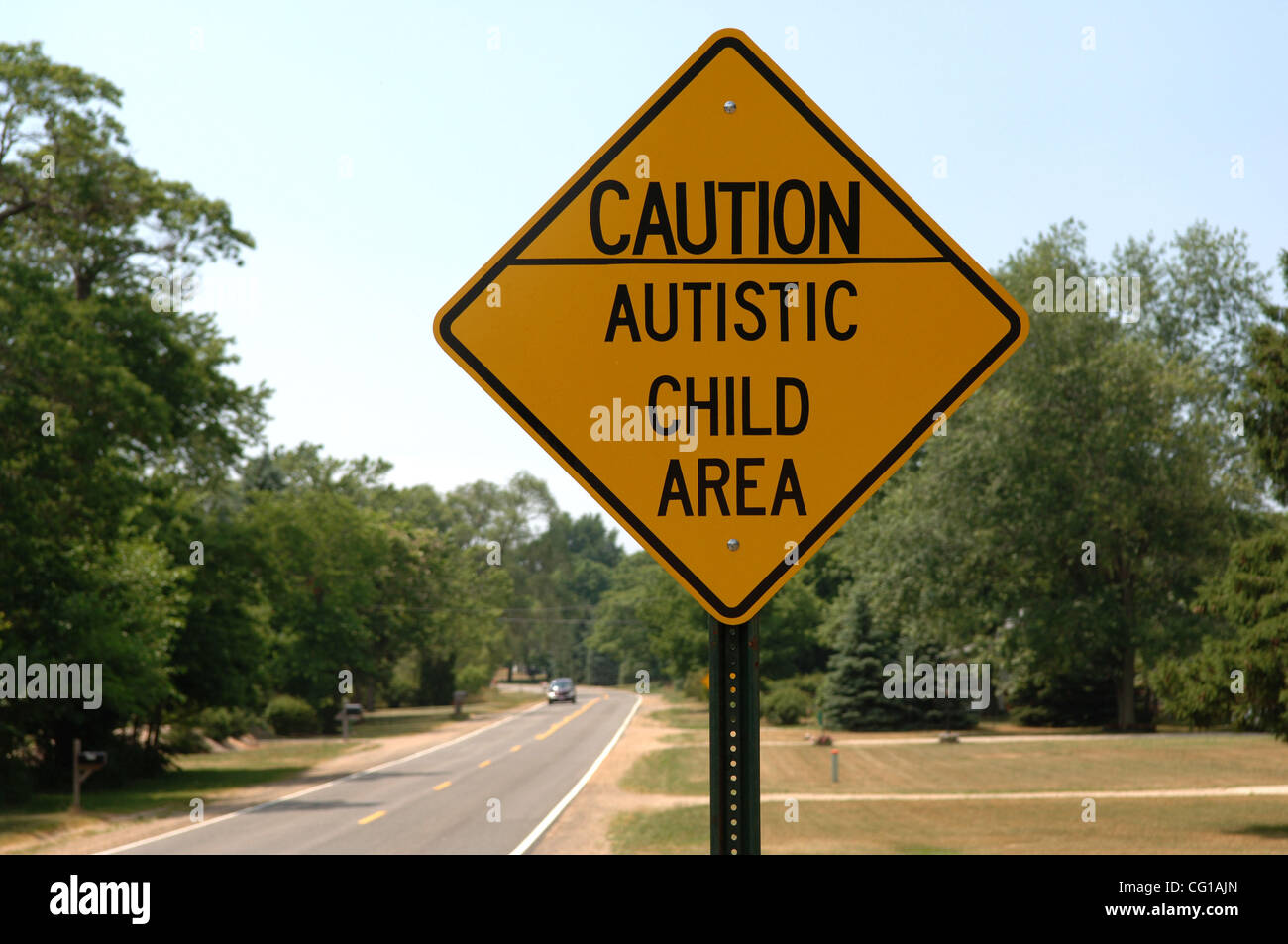 Warning sign for autistic child in rural area near Benton Harbor ...