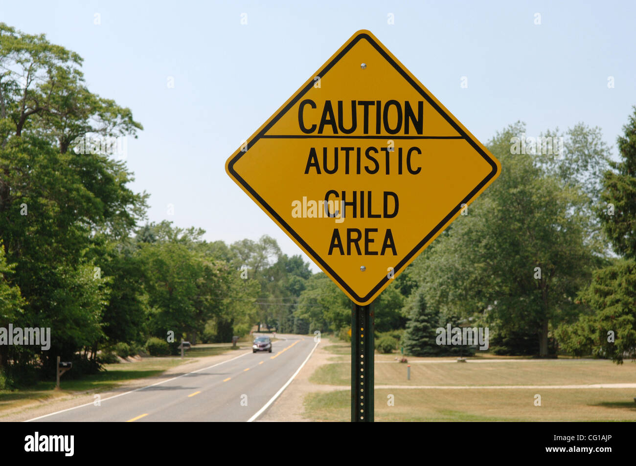 Warning sign for autistic child in rural area near Benton Harbor ...