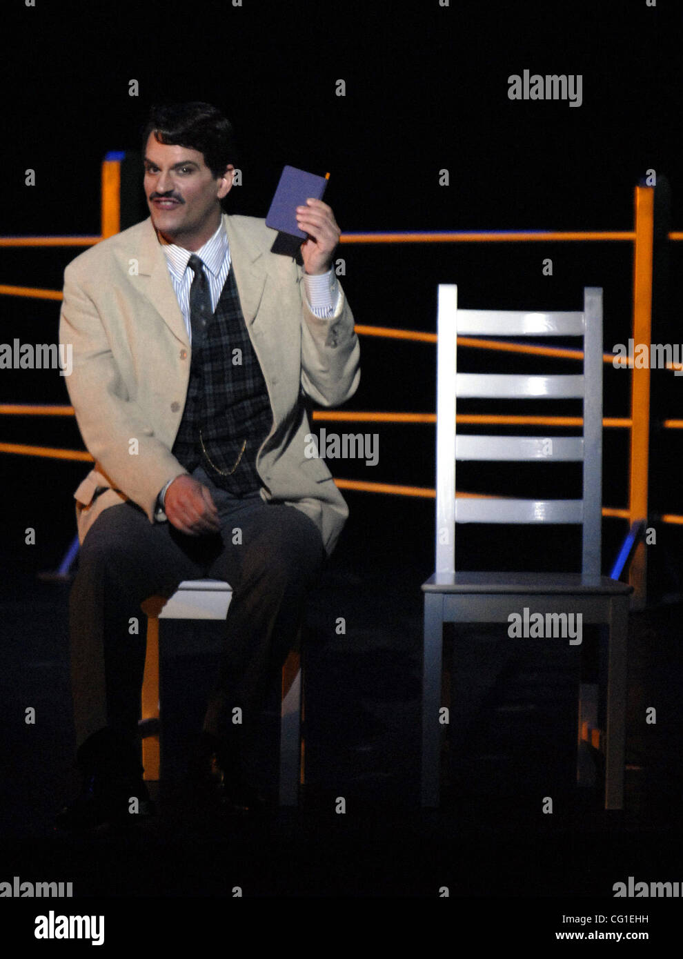 Richard Byrne, as the Stage Manager, performs during act 1 of Festival ...