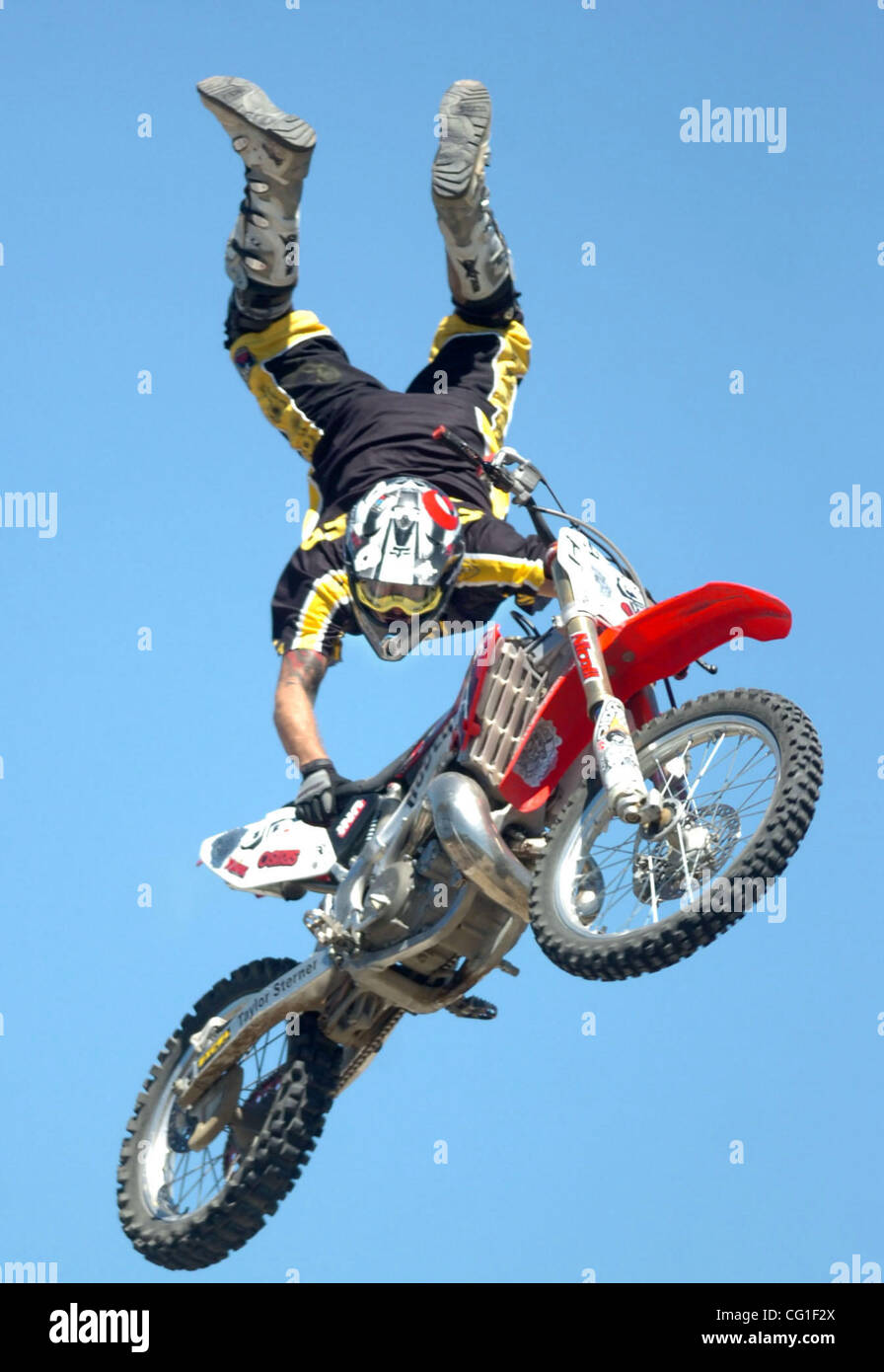 Stunt rider Taylor Sterner catches some air during the Rock Star Metal ...