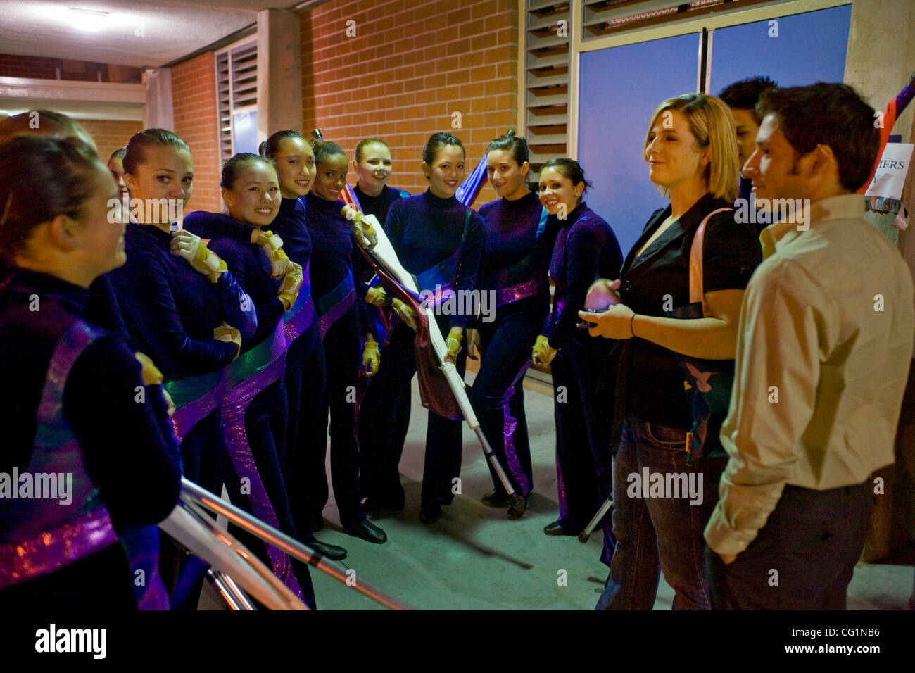 Female color guard members of Caucasian, Asian, and African-American ...