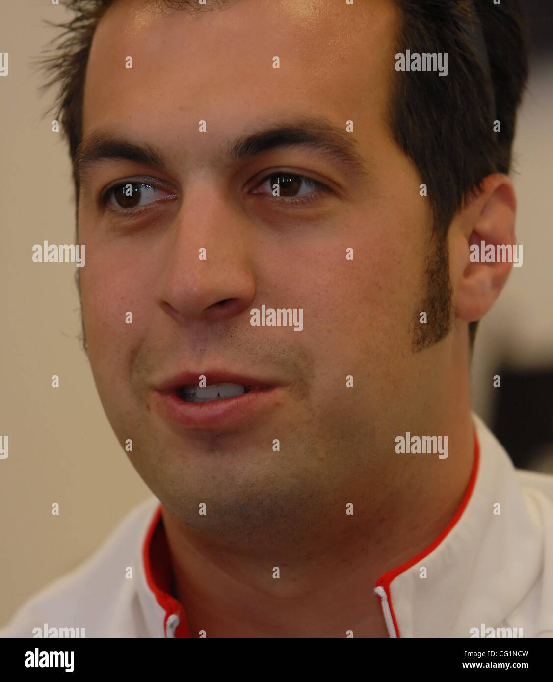 IndyCar driver Sam Hornish Jr. answers question during an informal ...